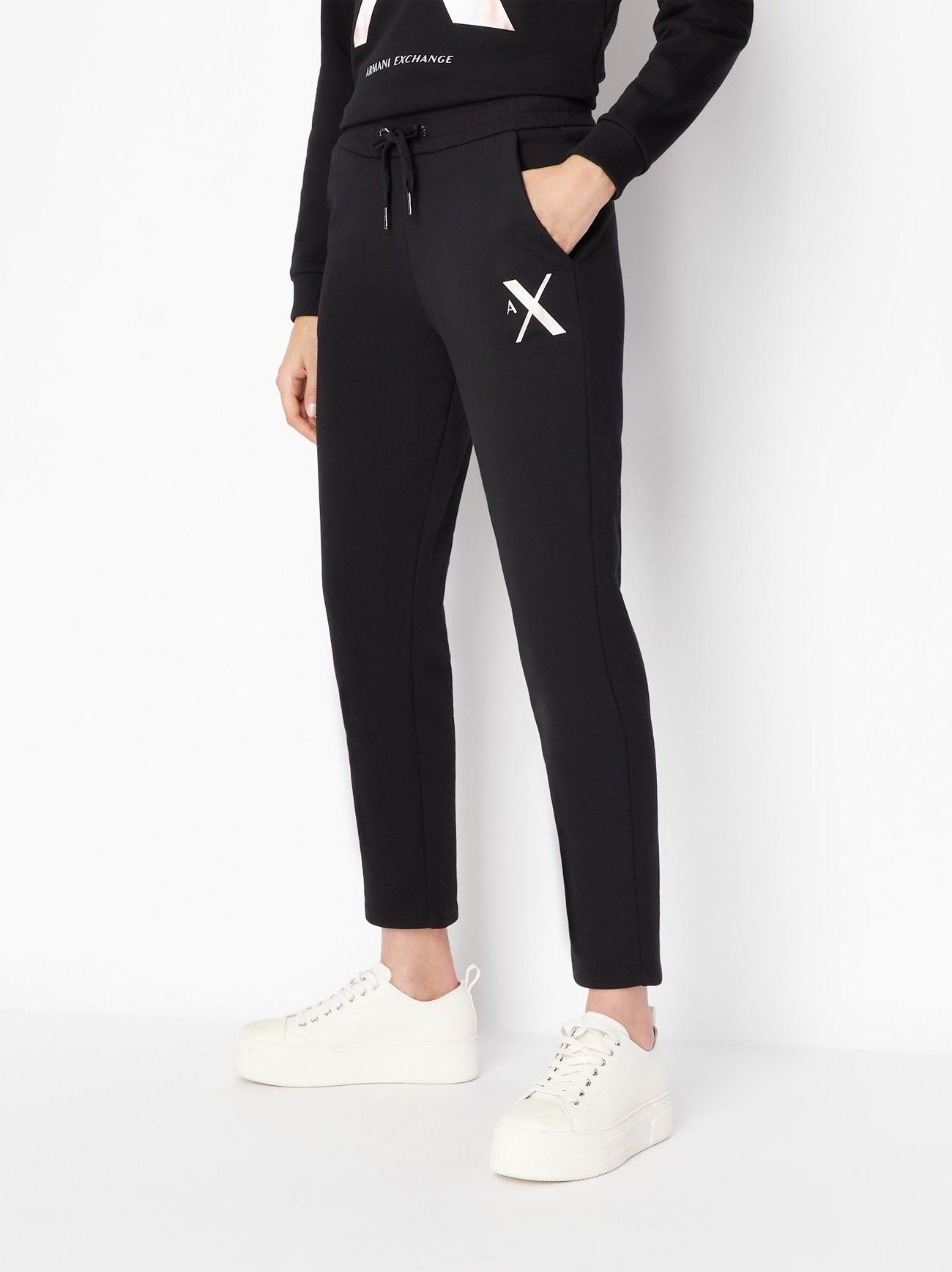 Armani Exchange Black Branded Trousers | Designerwear | Klarna Available