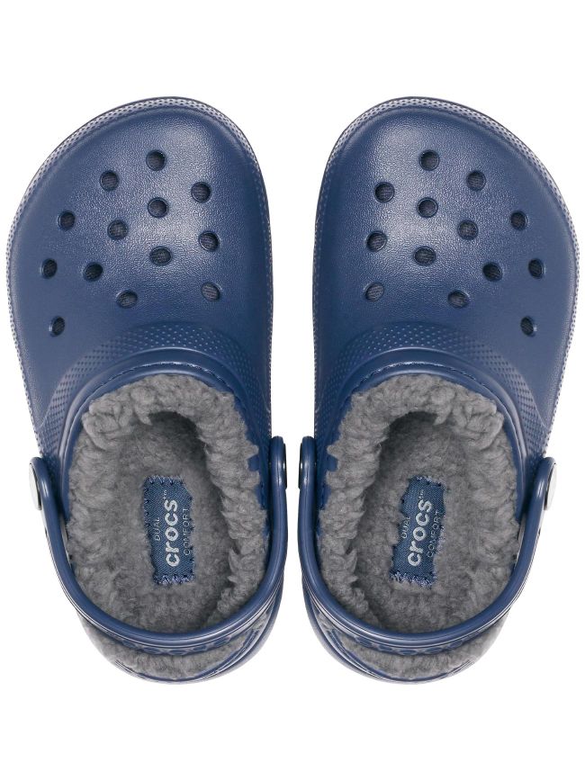 Crocs Kids Navy Charcoal Classic Lined Clog | Designerwear