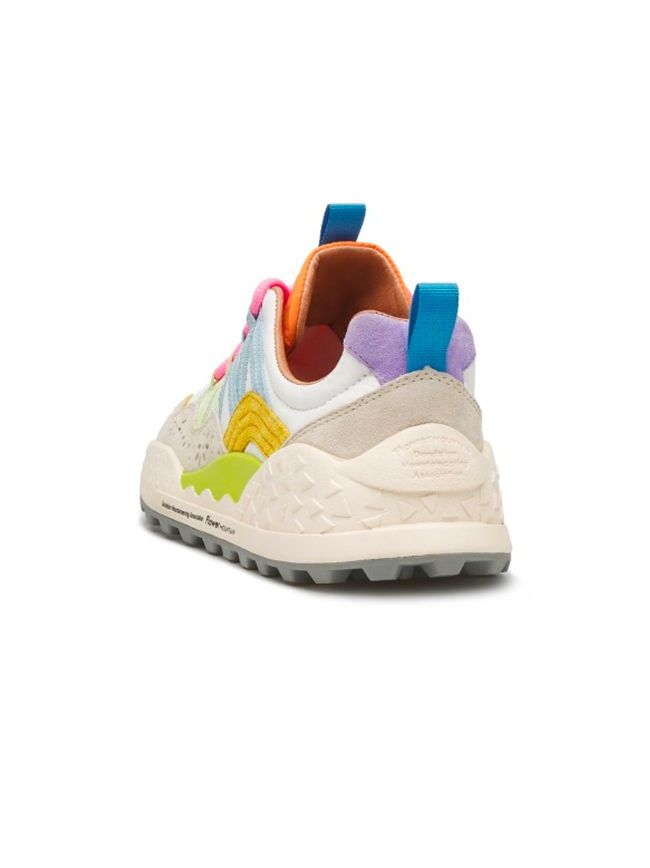 Flower Mountain Womens Beige White Multicolour Washi Trainer | Designerwear