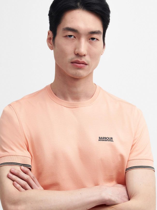Barbour Mens Peach Nectar Philip Tip Cuff T-Shirt | Designerwear
