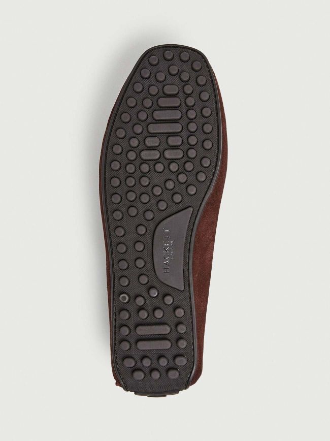 Hackett Mens Dark Brown Driver Suede Moccasin | Designerwear