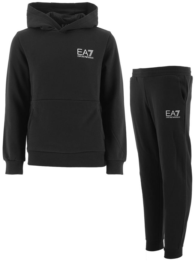 EA7 Kids Black Branded Tracksuit | Designerwear