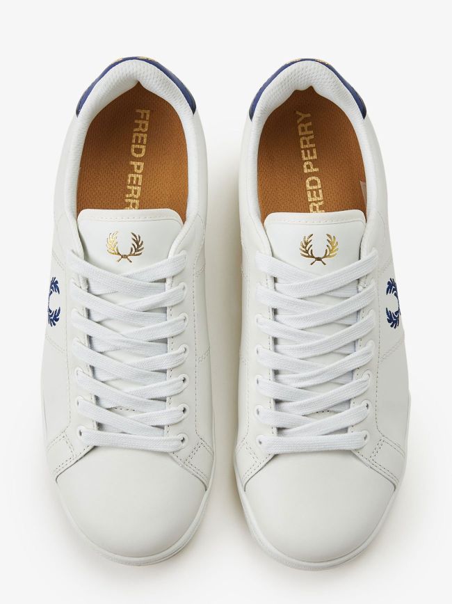 Fred Perry Mens Porcelain Shaded Cobalt B722 Leather Trainer | Designerwear