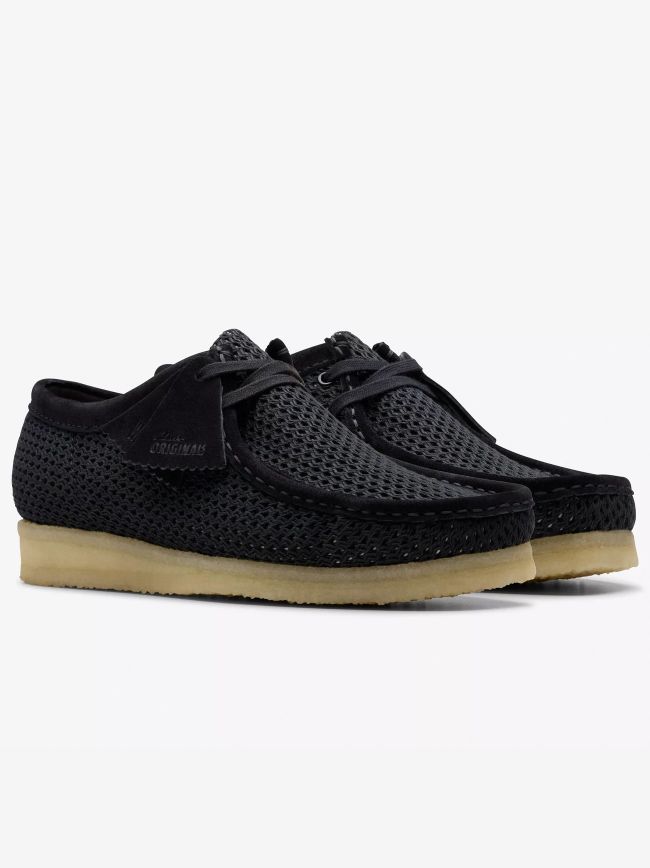 Clarks Originals Mens Black Mesh Wallabee Shoe | Designerwear