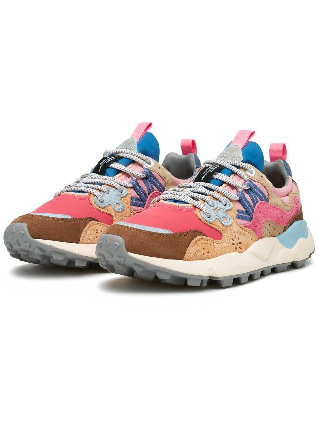 Flower Mountain Womens Pink Multicolour Yamano 3 Trainer | Designerwear