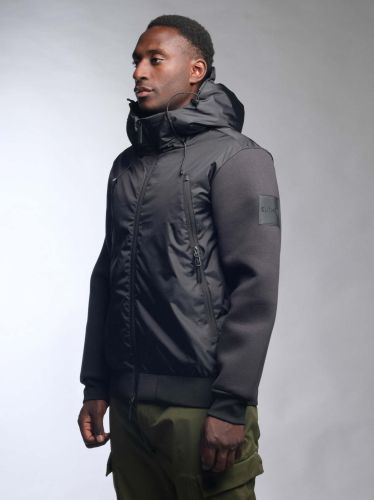 Outhere Mens Black Ripstop Barrel Knit Jacket | Designerwear