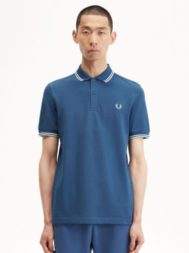 Fred Perry Mens Midnight Blue Ecru Light Ice Twin Tipped Polo Shirt ...