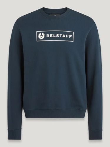 Belstaff Mens Deep Navy Box Logo Sweatshirt | Designerwear