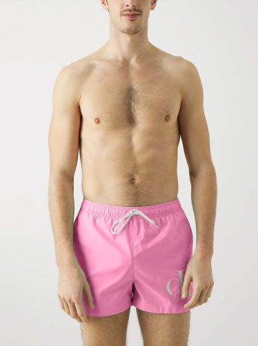 Calvin Klein Mens Sachet Pink CKJ Monogram Swim Short | Designerwear