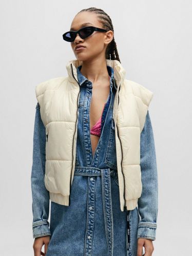 HUGO Womens Light Beige Felere-1 Gilet | Designerwear