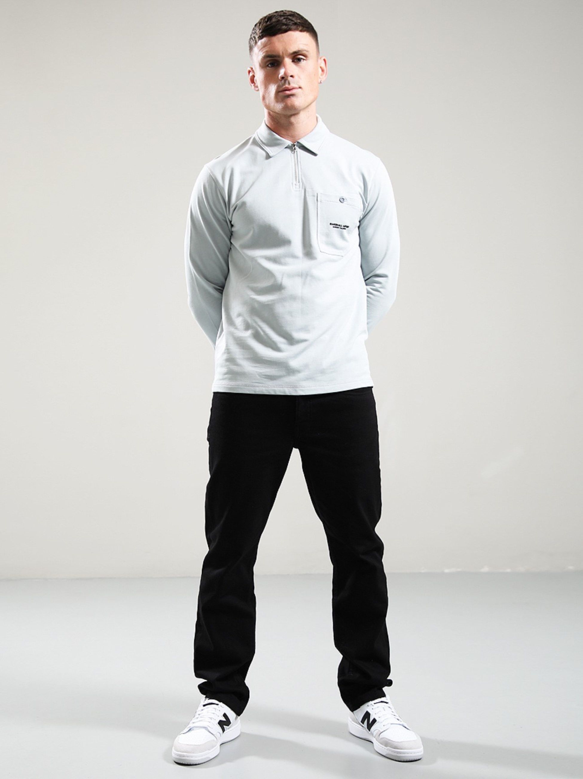 Marshall Artist Mens Ghost Grey Stratton Polo Shirt | Designerwear