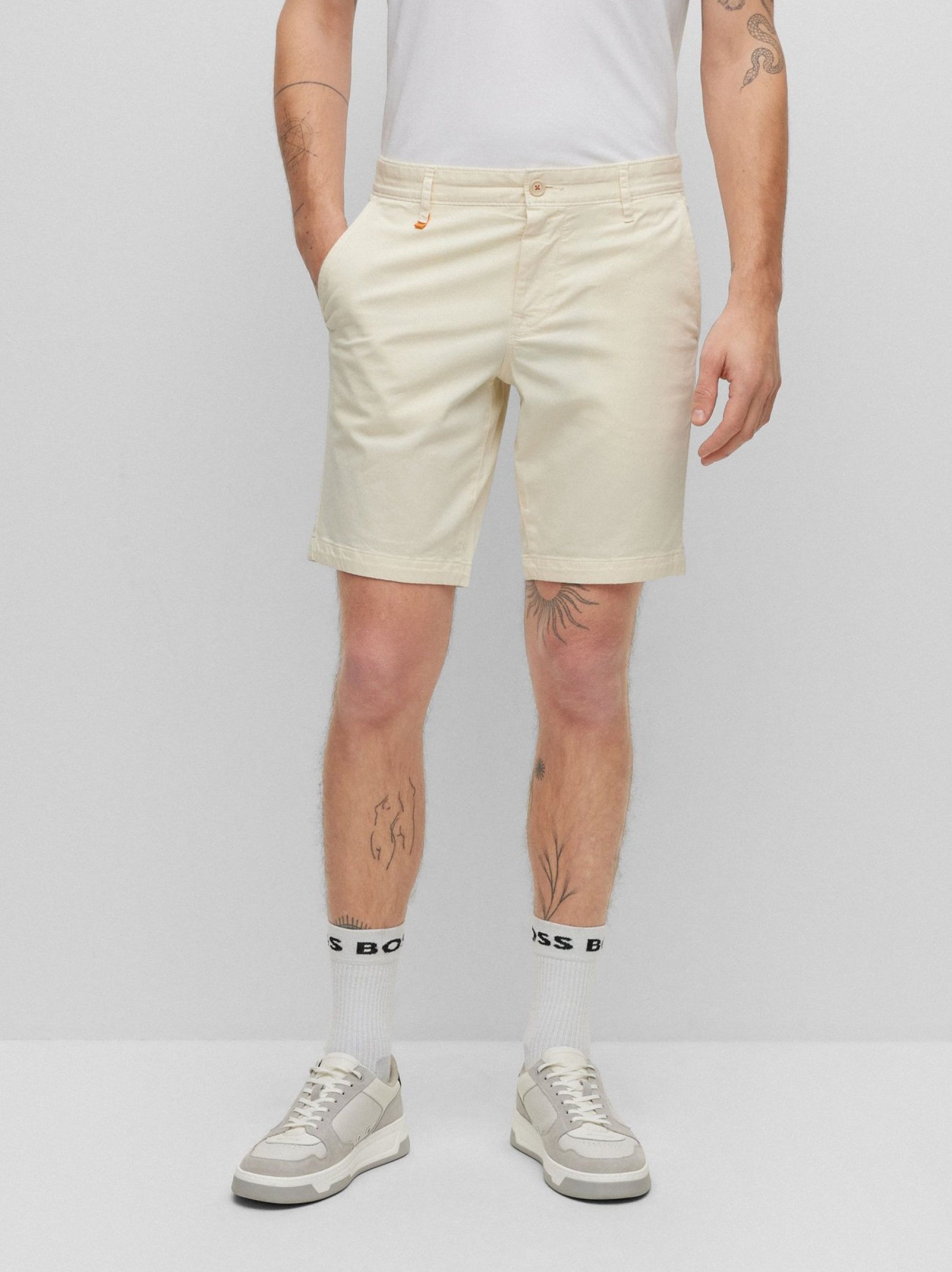 BOSS Light Beige Schino Slim Fit ST Shorts | Designerwear | Pay in 30 ...