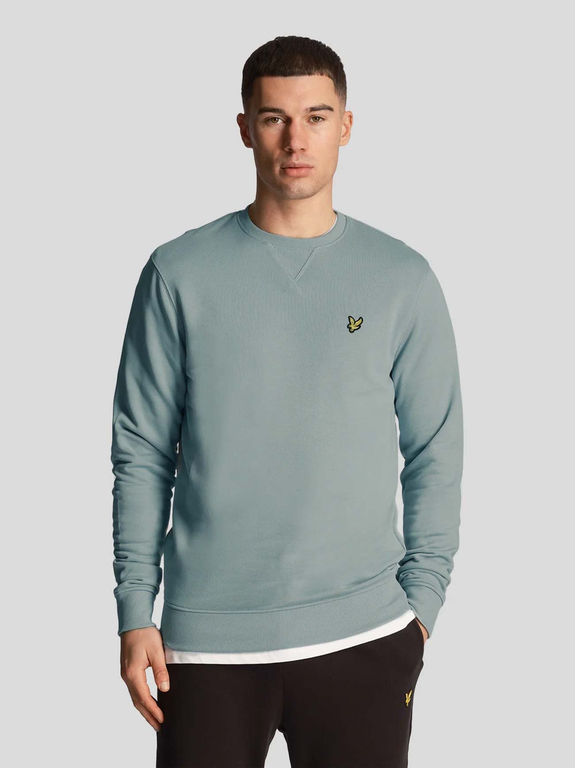 Lyle and Scott Mens Slate Blue Crew Neck Sweatshirt | Designerwear