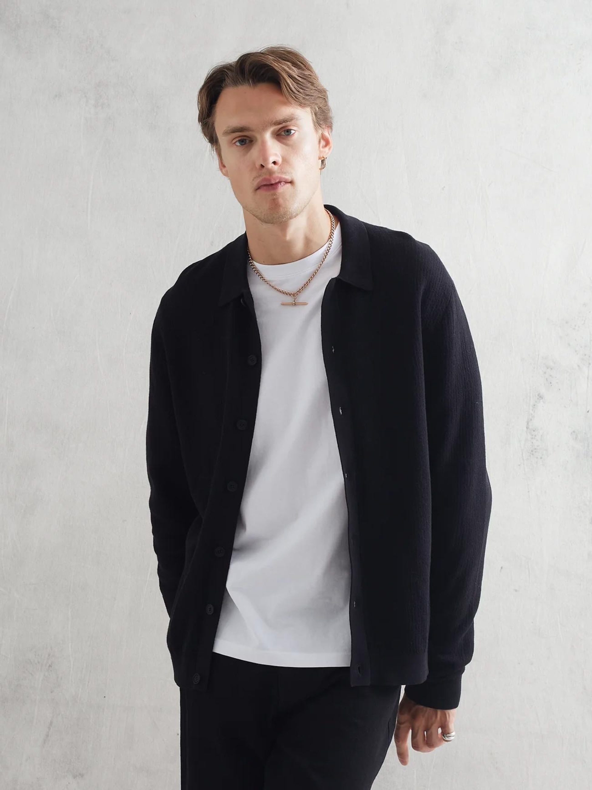 Wax London Mens Black Tristan Long Sleeve Shirt | Designerwear