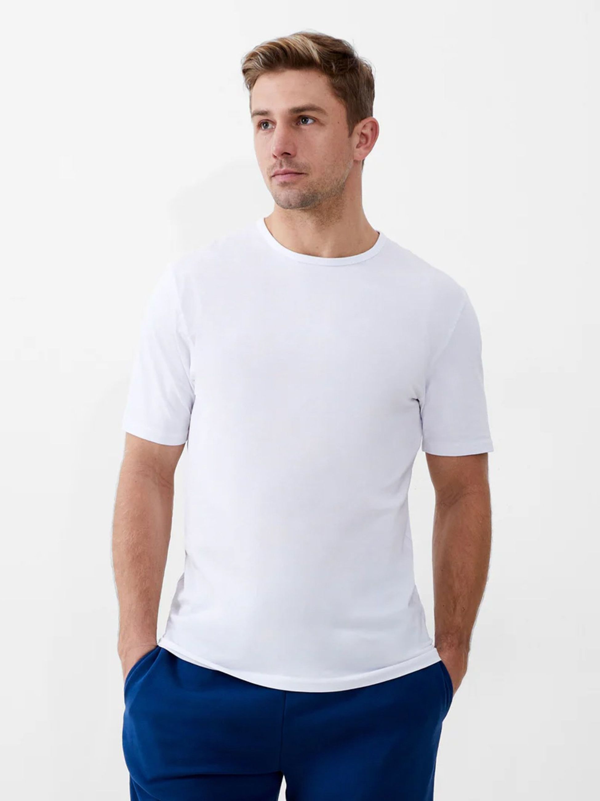 French Connection Mens White Stretch T-Shirt | Designerwear
