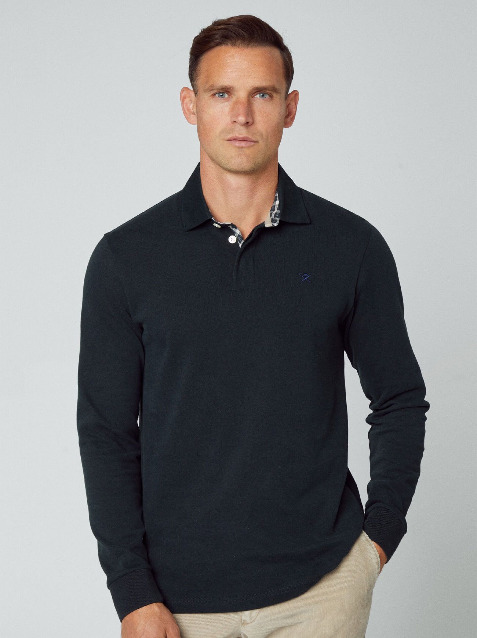 Hackett Mens Dark Green Woven Rugby Polo Shirt | Designerwear