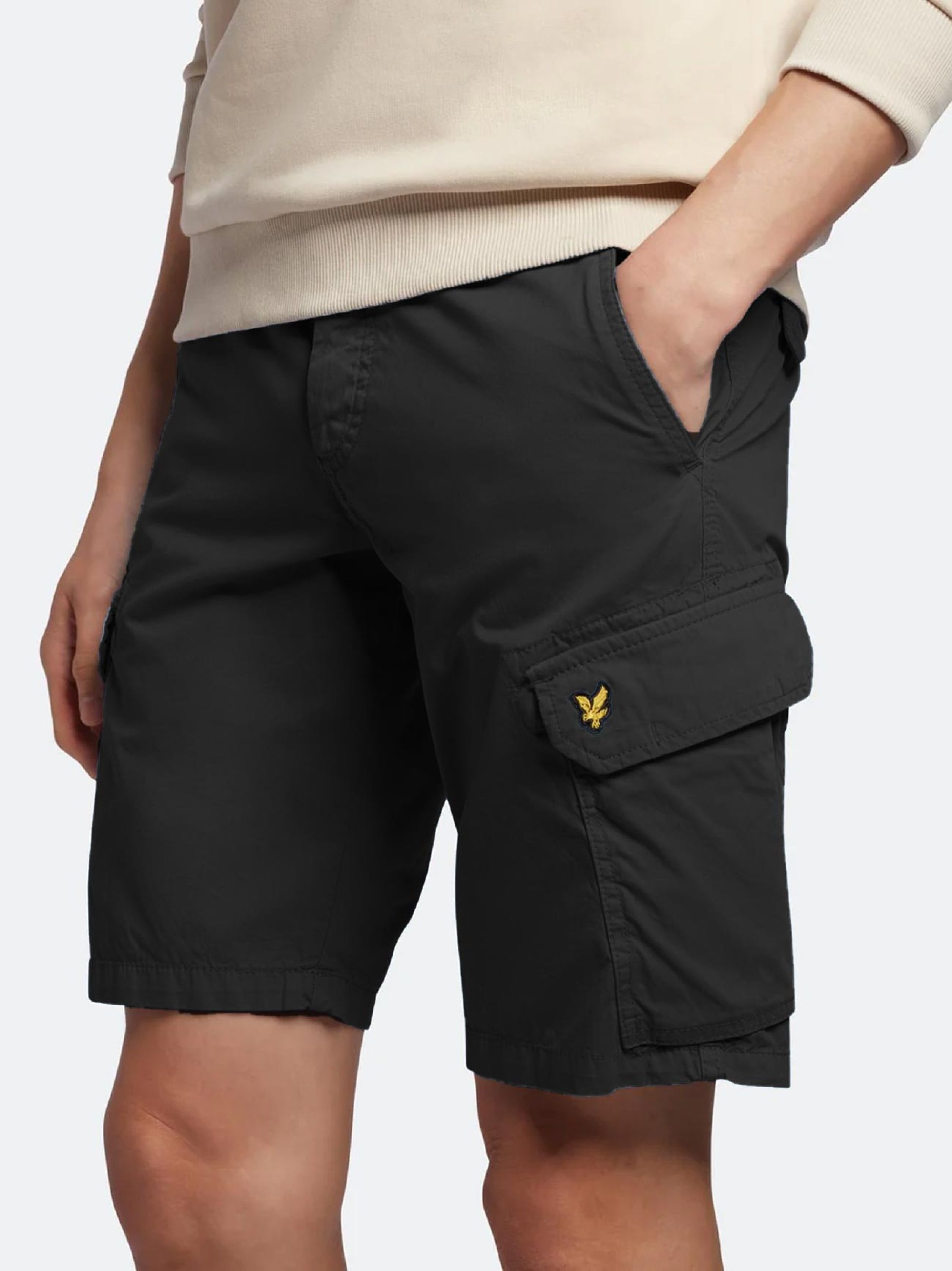 Lyle and Scott Mens Jet Black Wembley Cargo Short | Designerwear ...