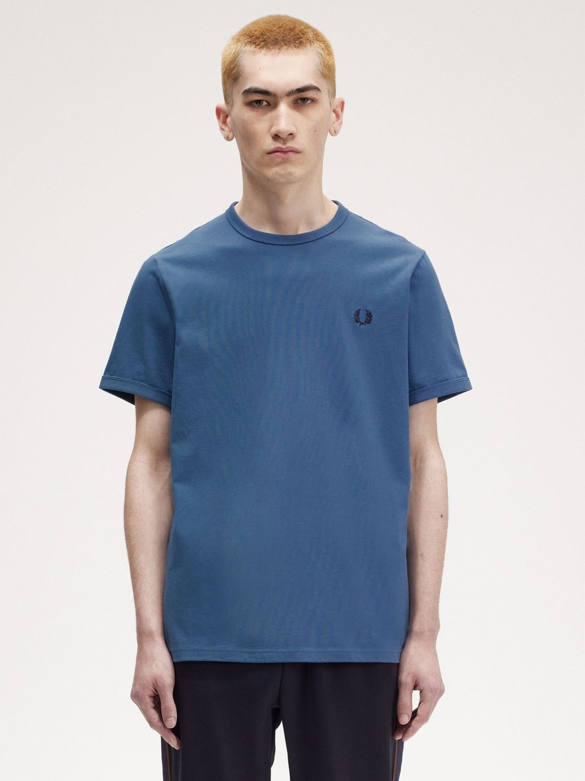 Fred Perry Mens Midnight Blue Ringer T-Shirt | Designerwear
