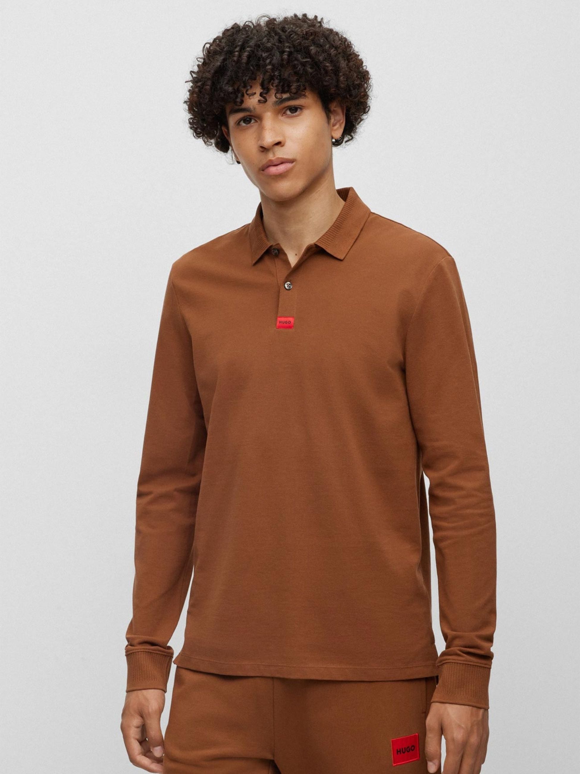 HUGO Mens Rust Copper Deresolo222 Polo Shirt | Designerwear