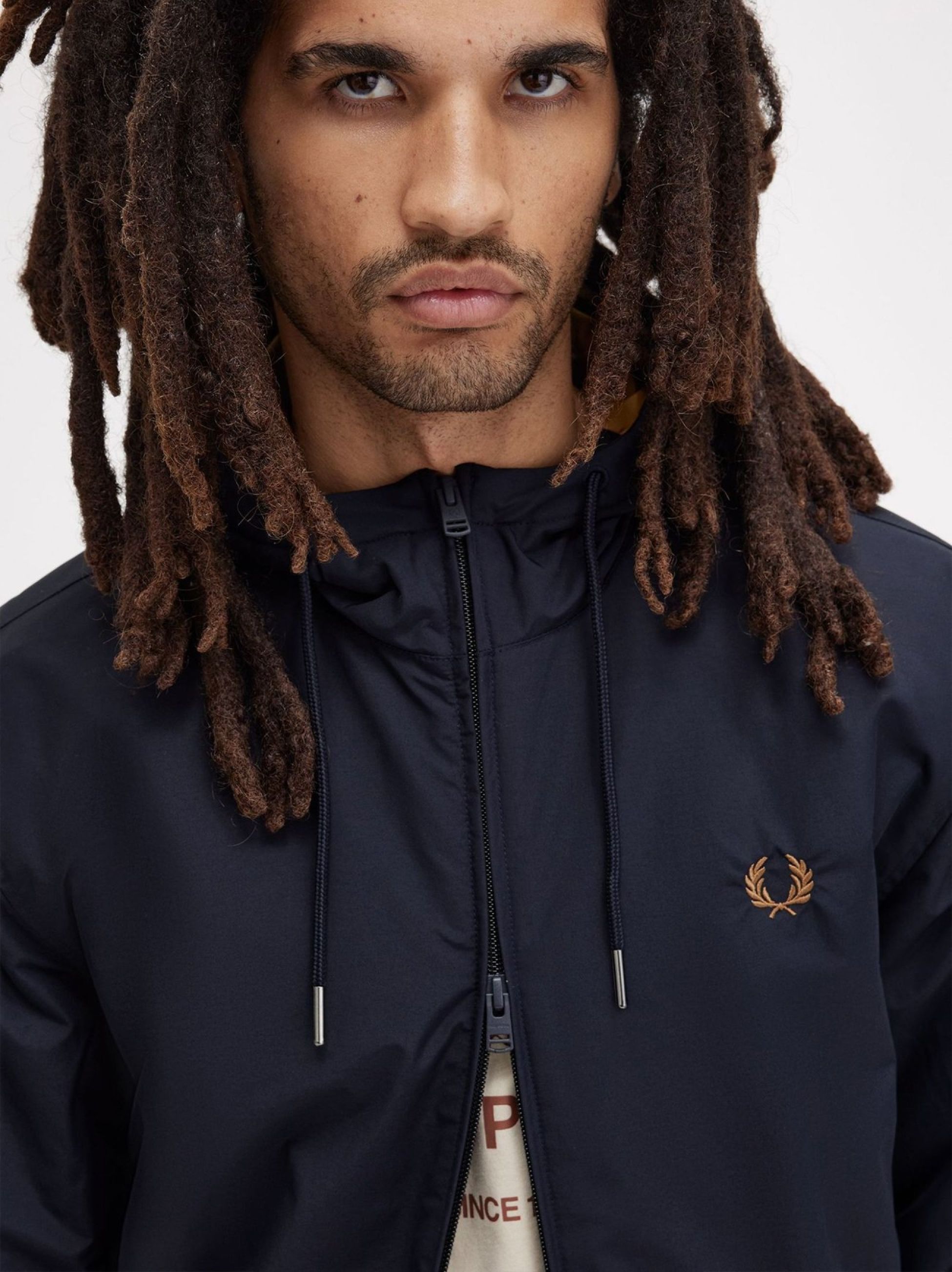 Fred Perry Mens Navy Hooded Brentham Jacket | Designerwear