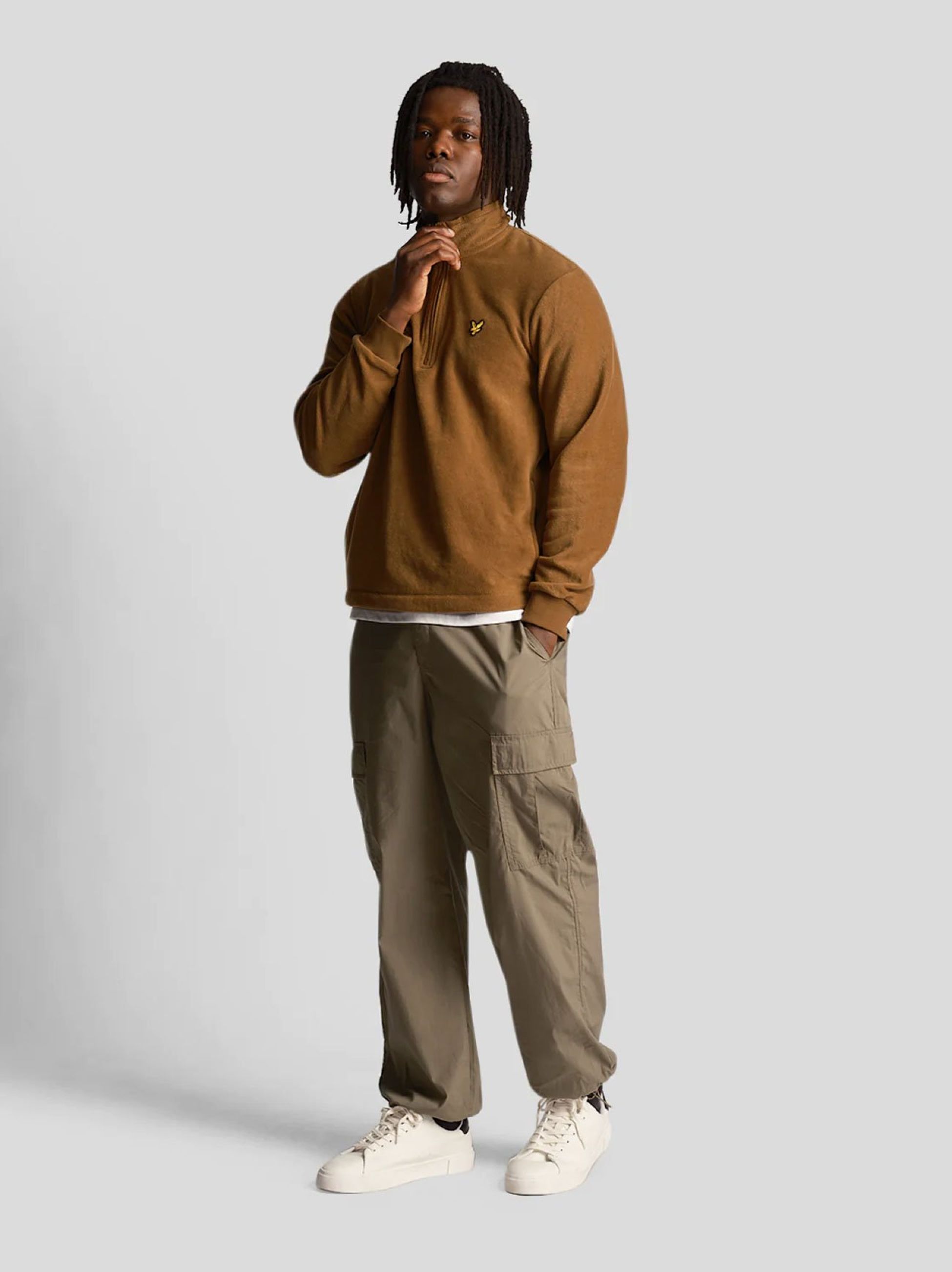 Lyle and Scott Mens Camel Bronze Fleece Quarter Zip Sweatshirt ...