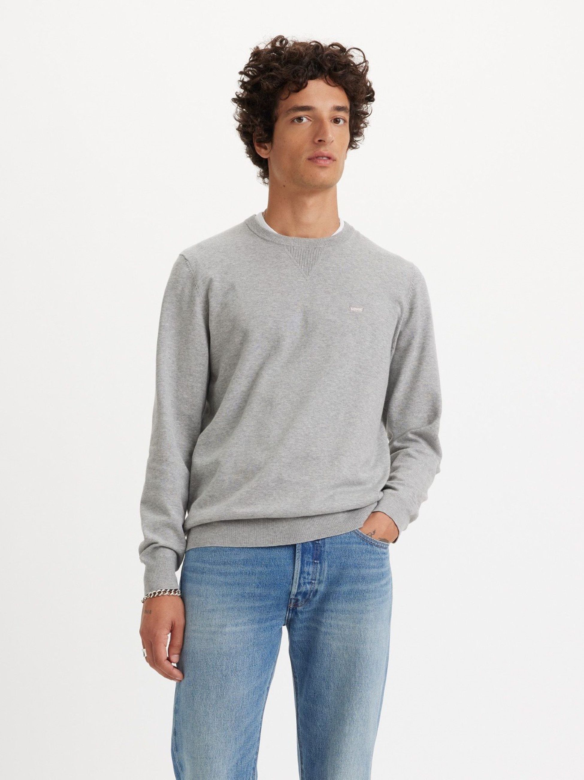 Levi's Mens Mid Tone Grey Heather Lightweight Sweater | Designerwear