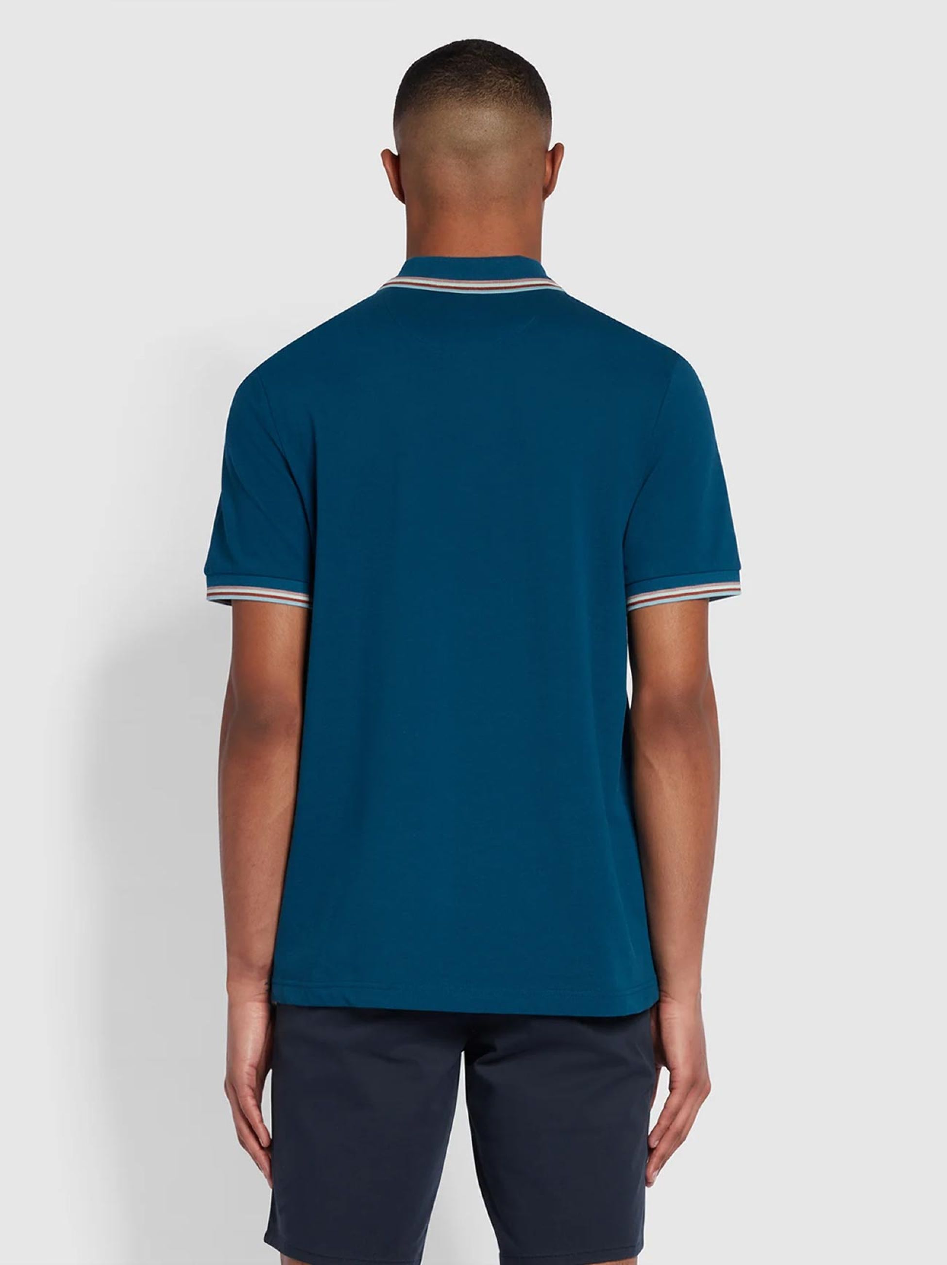 Farah Mens Sailor Blue Alvin Tipped Collar Polo Shirt | Designerwear