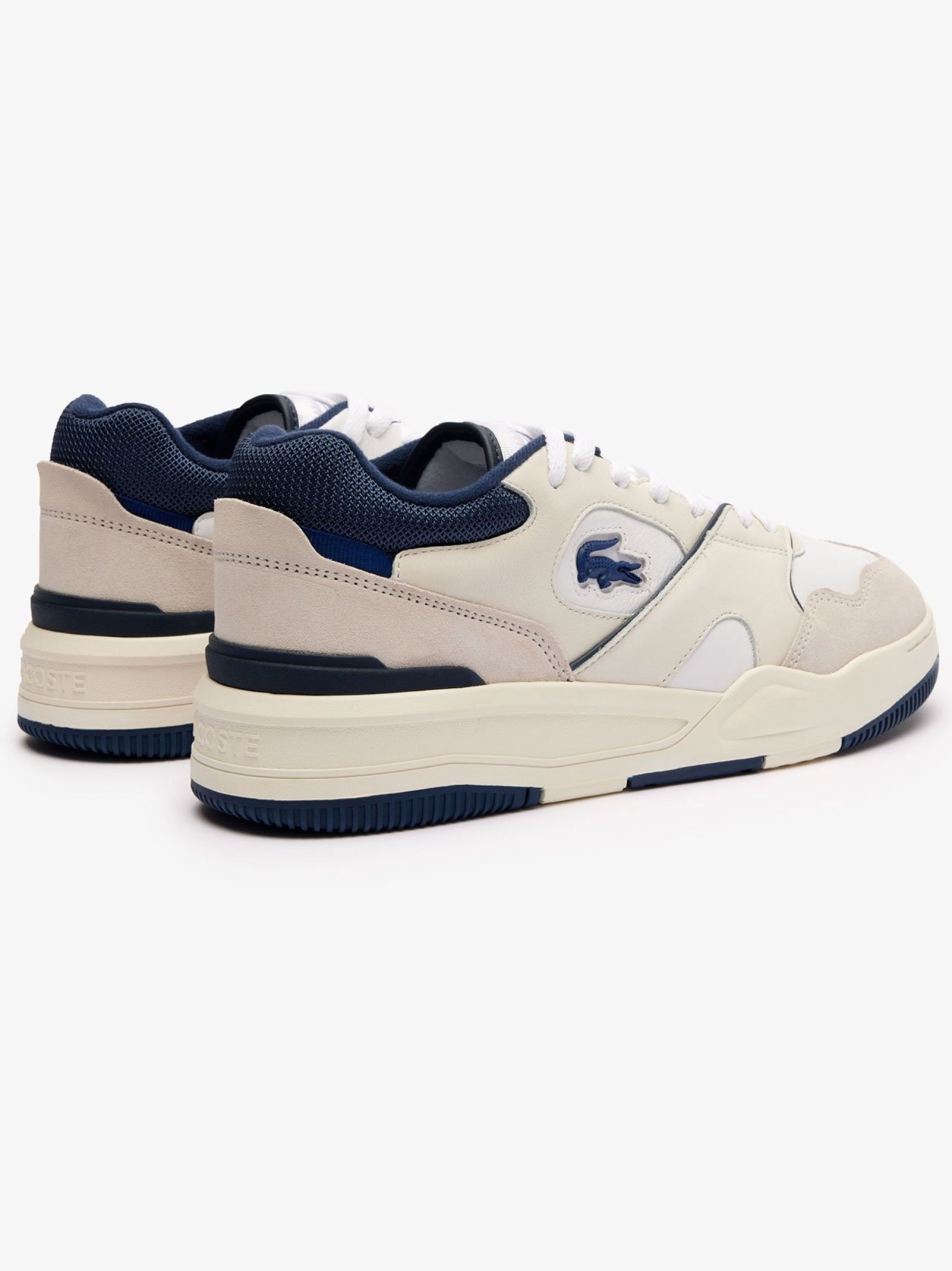 Lacoste Mens White Navy Lineshot Trainer | Designerwear