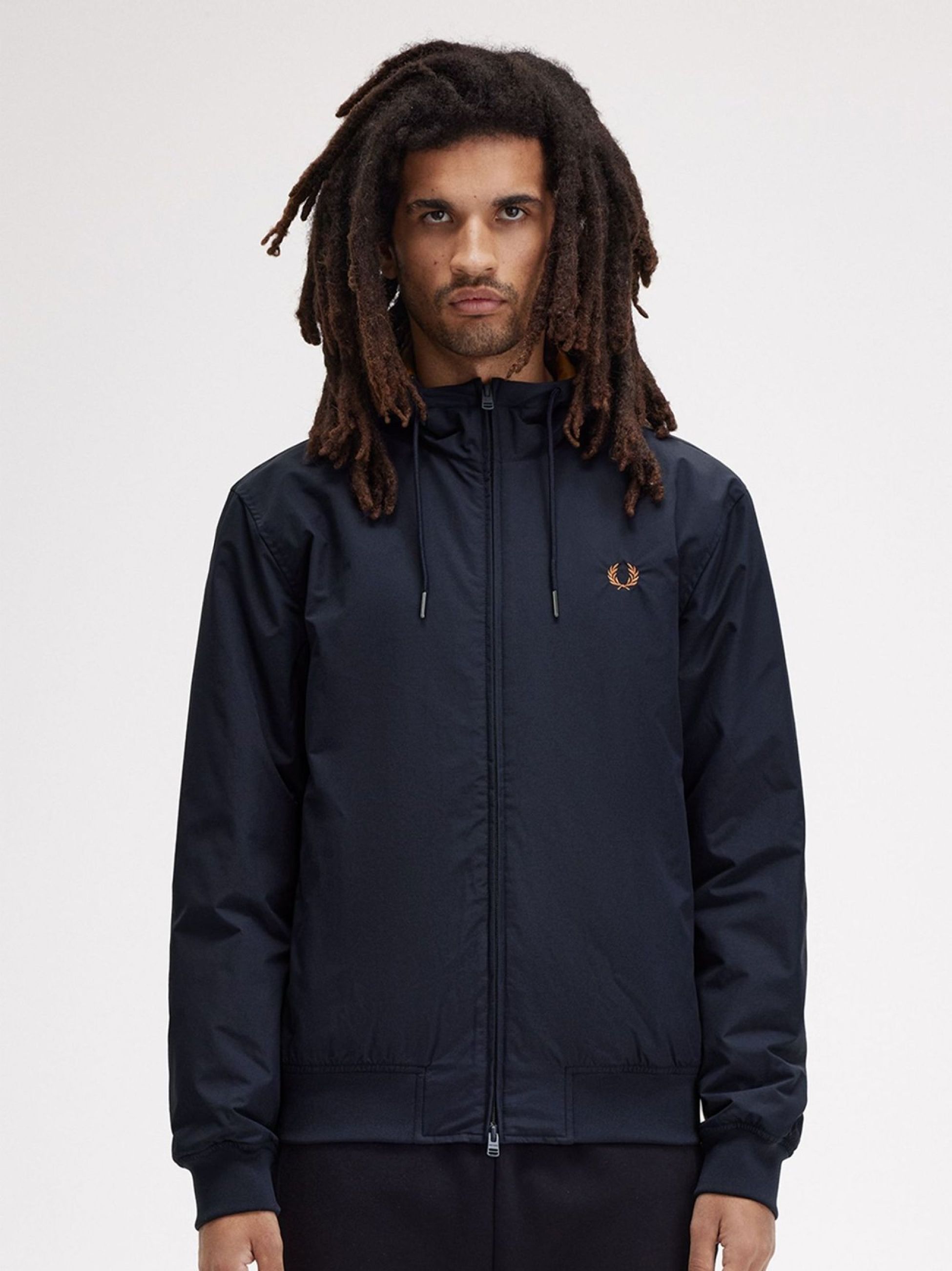 Fred Perry Mens Navy Hooded Brentham Jacket | Designerwear