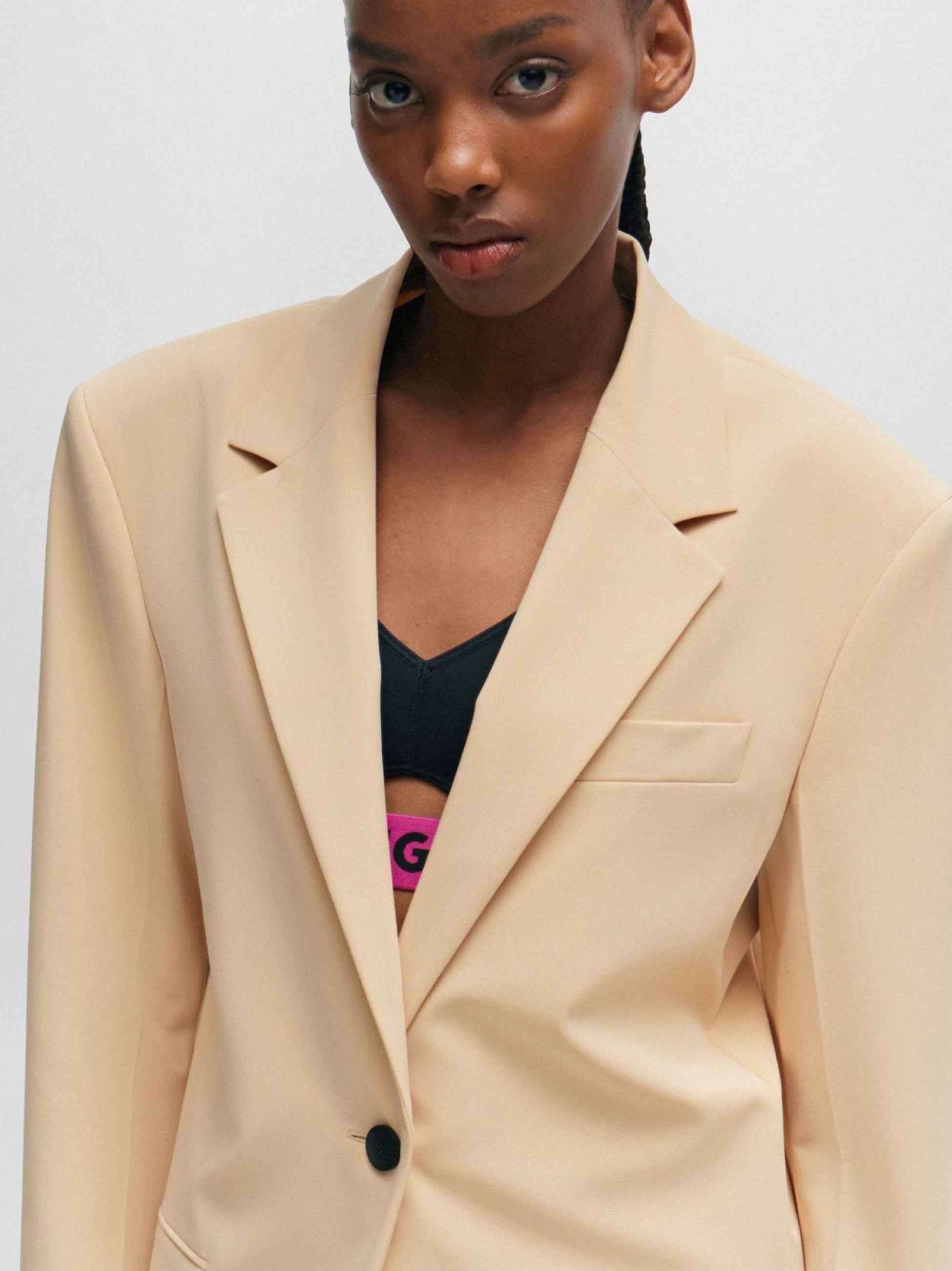 HUGO Womens Open Beige Agura Jacket | Designerwear