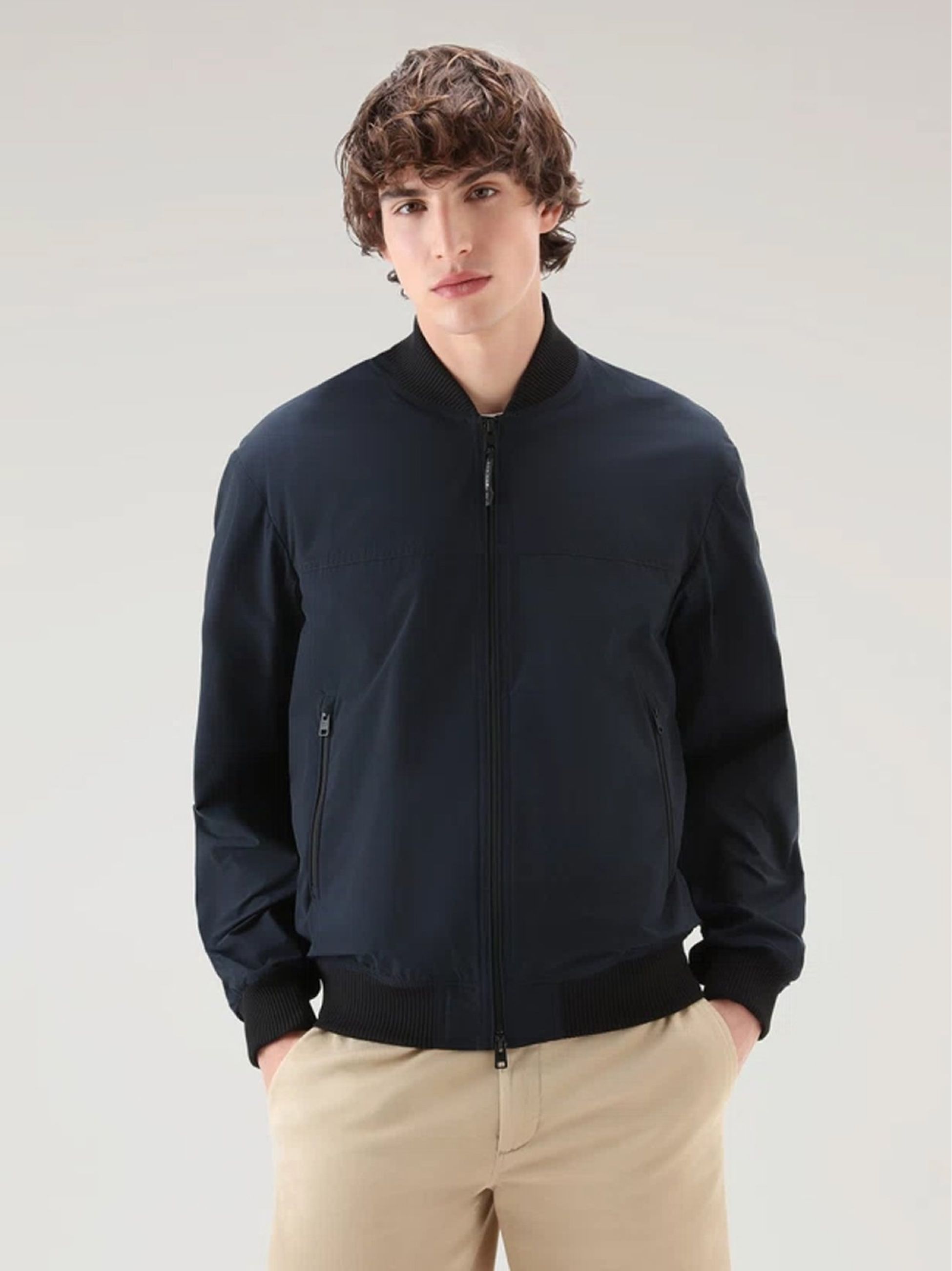 Woolrich Mens Melton Blue City Bomber Jacket | Designerwear | Hassle ...