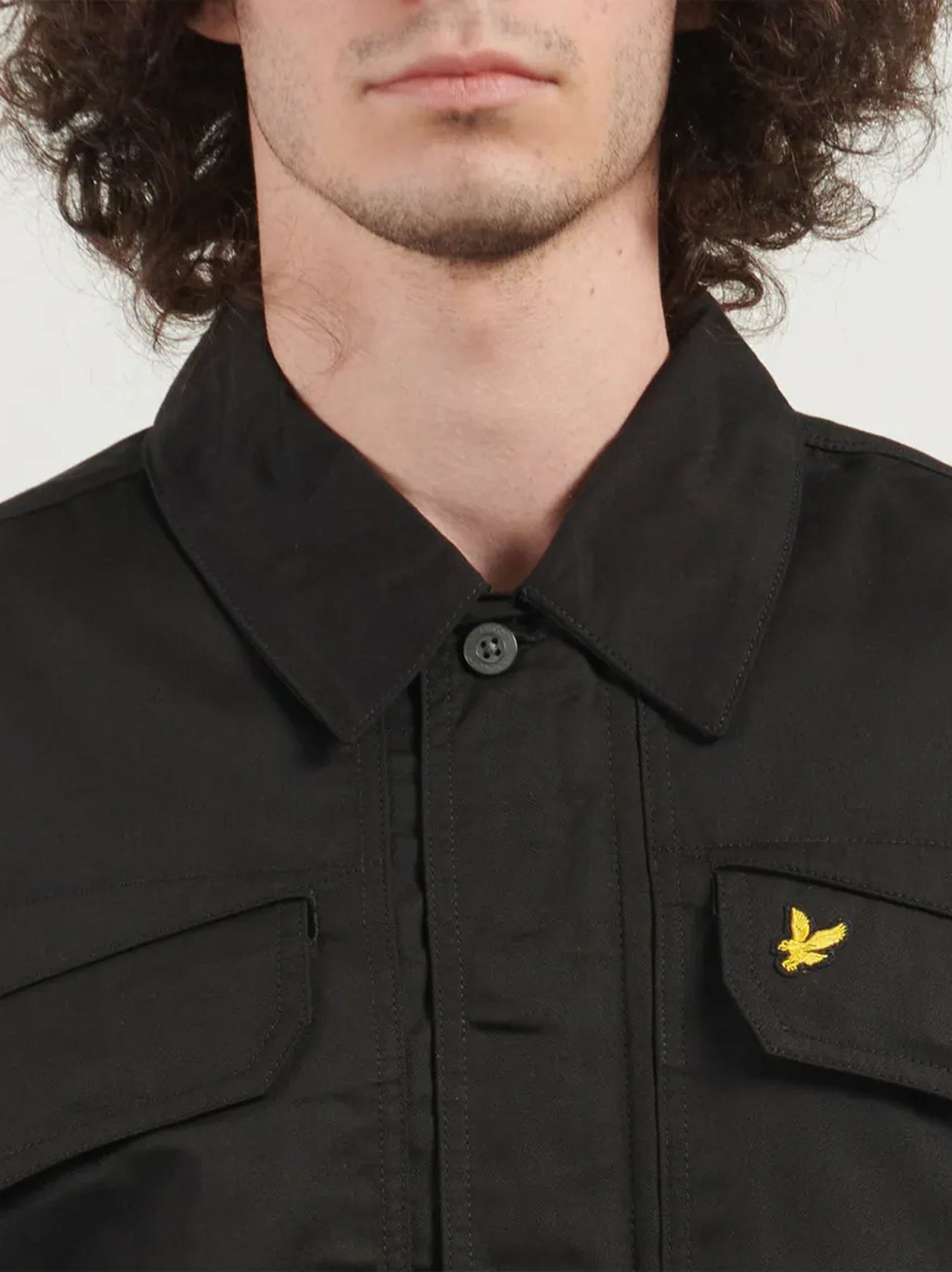 Lyle and Scott Mens Jet Black Multi Pocket Overshirt | Designerwear