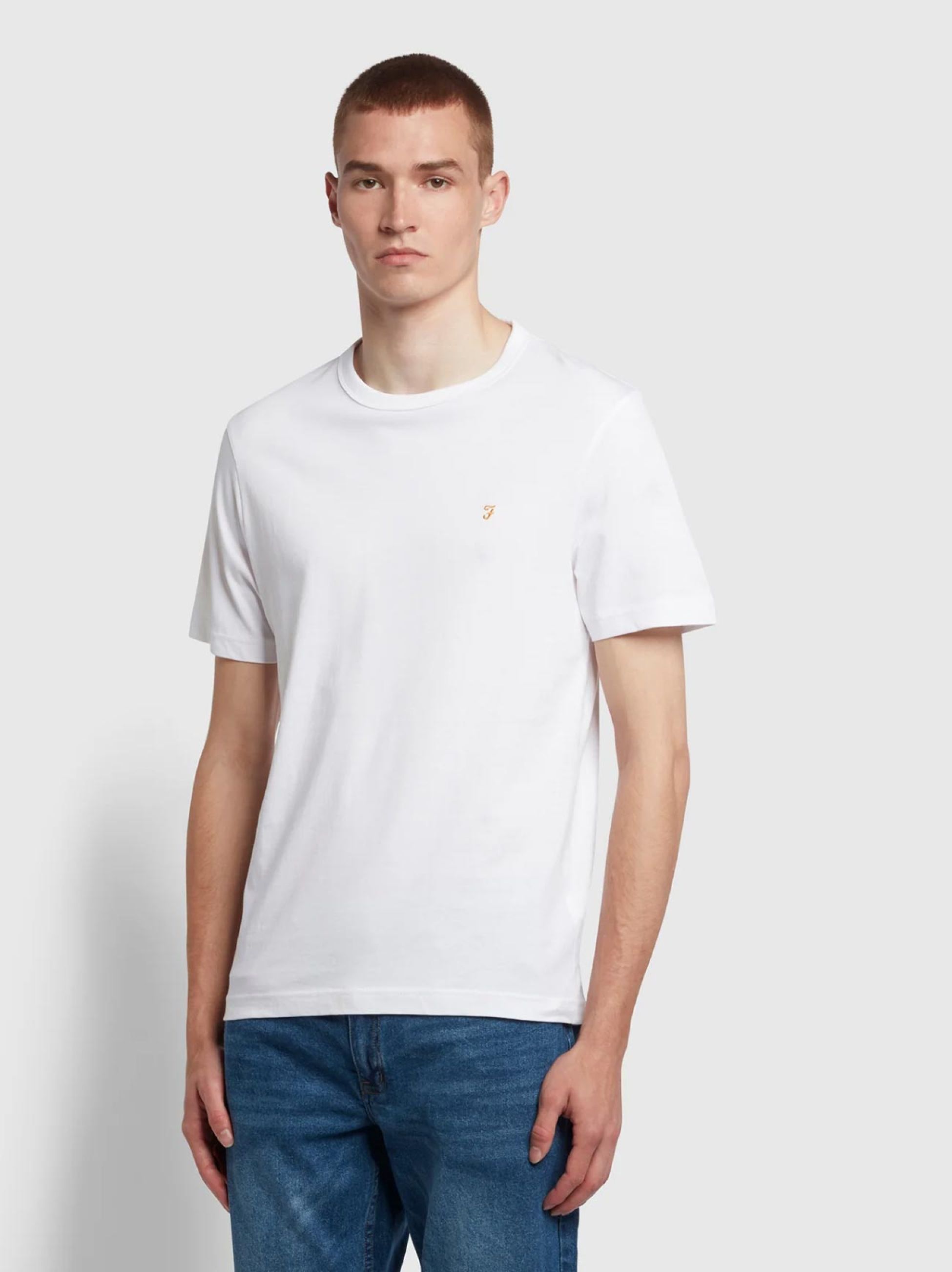Farah Mens White Regular Fit Danny T-Shirt | Designerwear