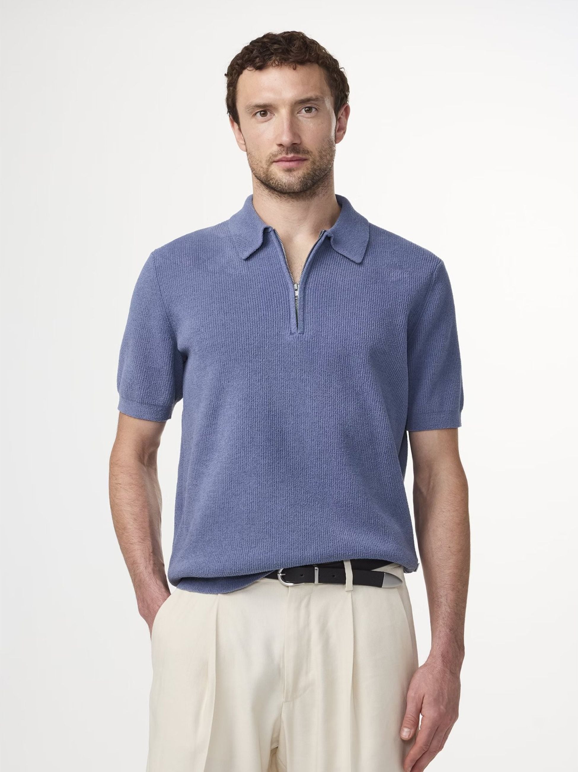 NN.07 Mens Bering Sea Danny Zip Polo Shirt | Designerwear