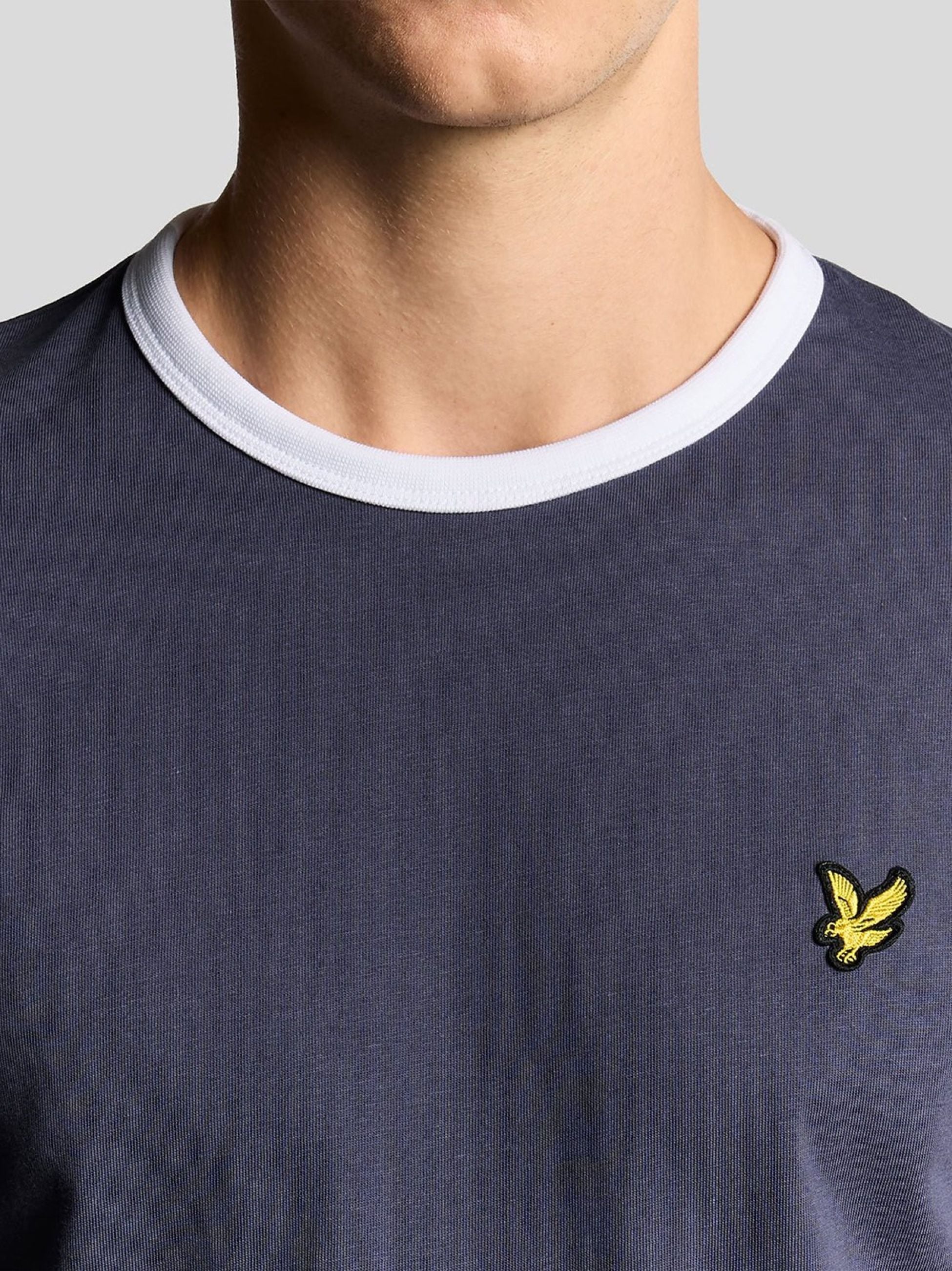 Lyle and Scott Mens Greystone White Ringer T-Shirt | Designerwear