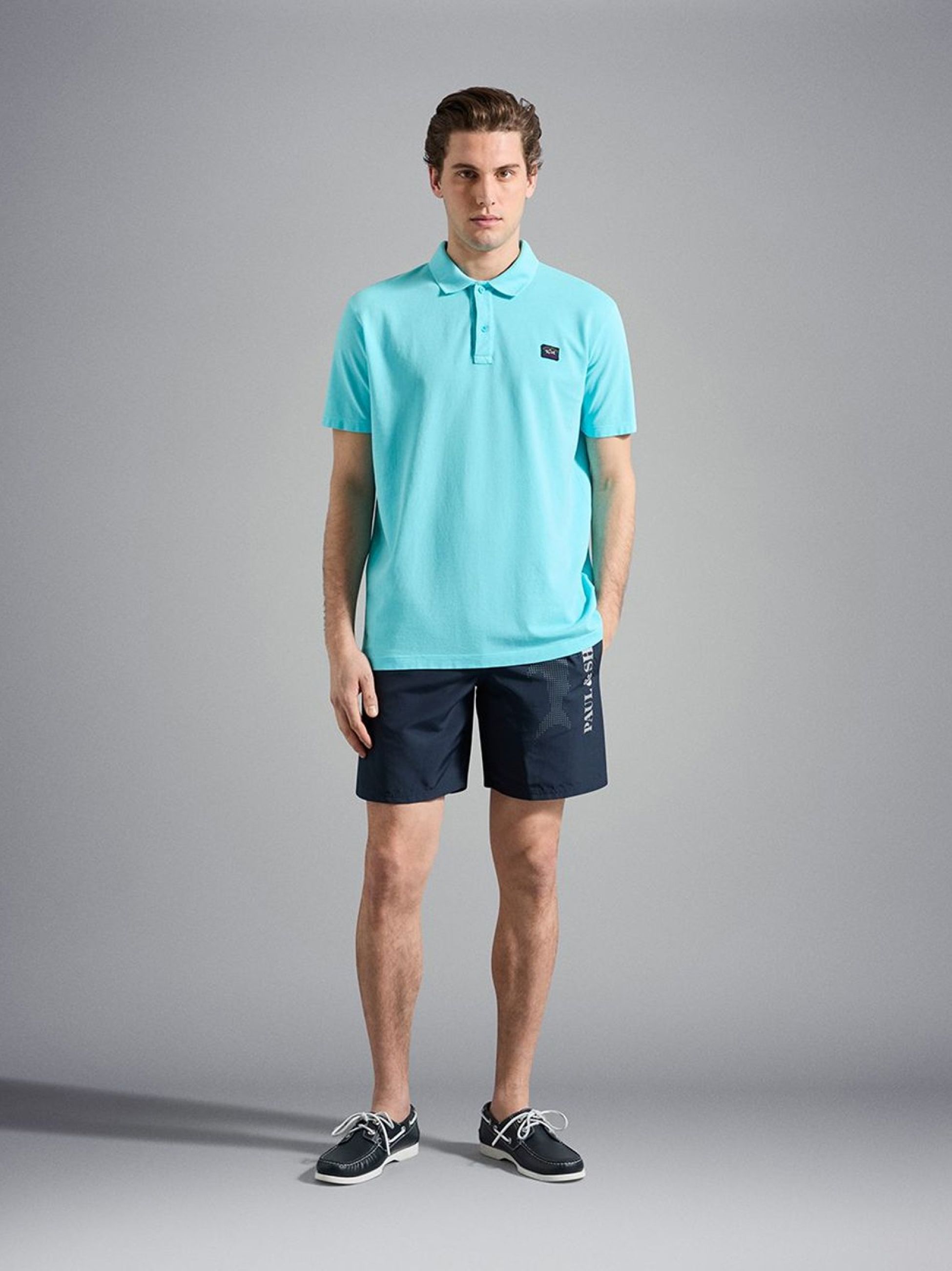 Paul and Shark Mens Blue Reflective Logo Swim Shorts | Designerwear ...