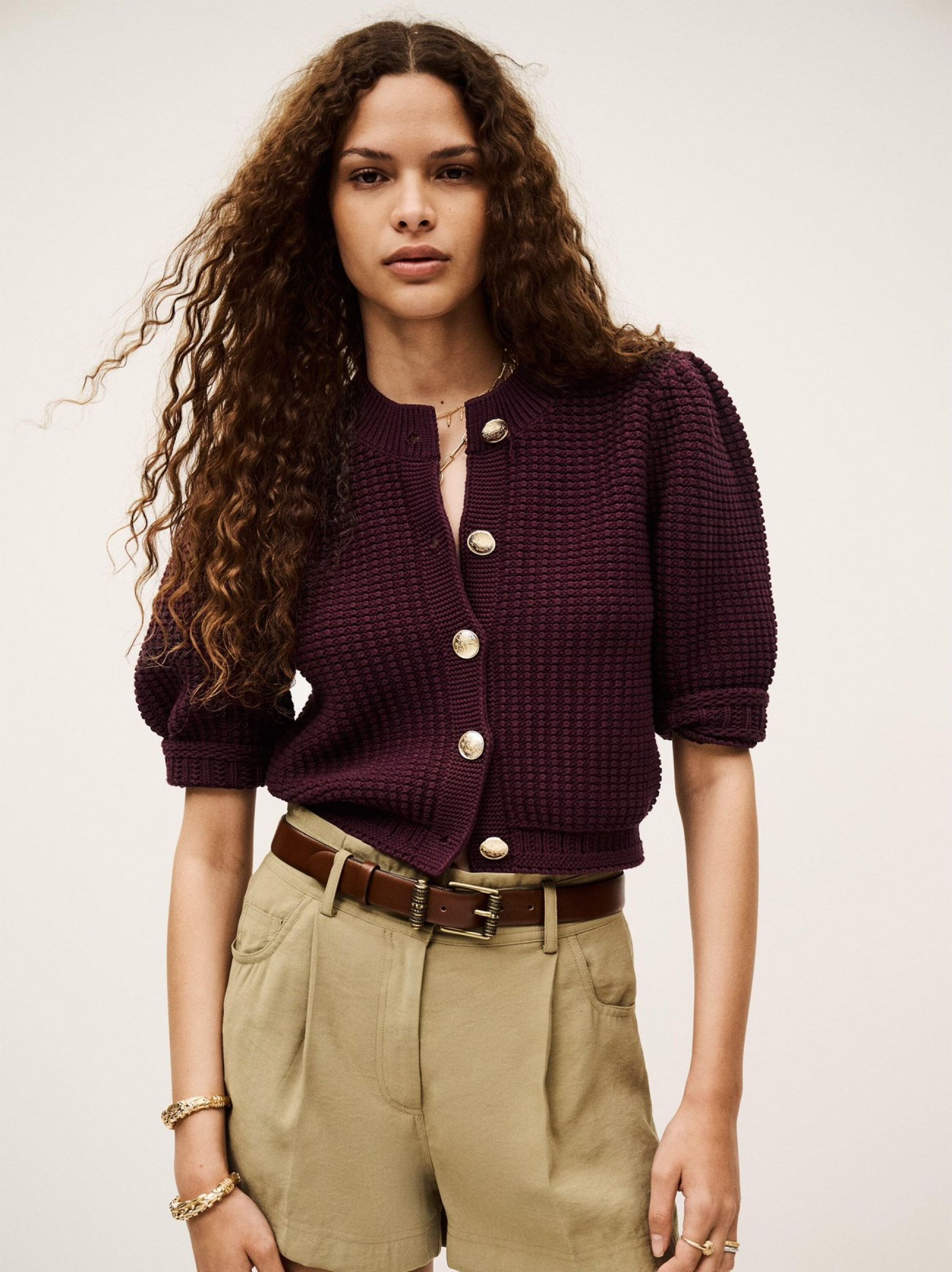 Ba&Sh Womens Prune Garance Buttoned Cardigan | Designerwear