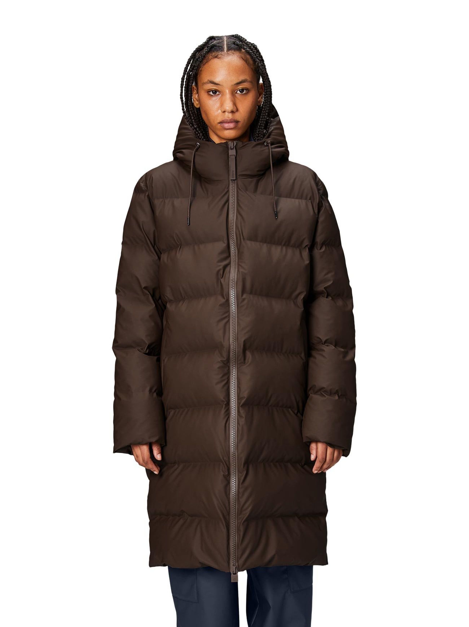 Rains Womens Frame Alta Long Puffer Jacket | Designerwear
