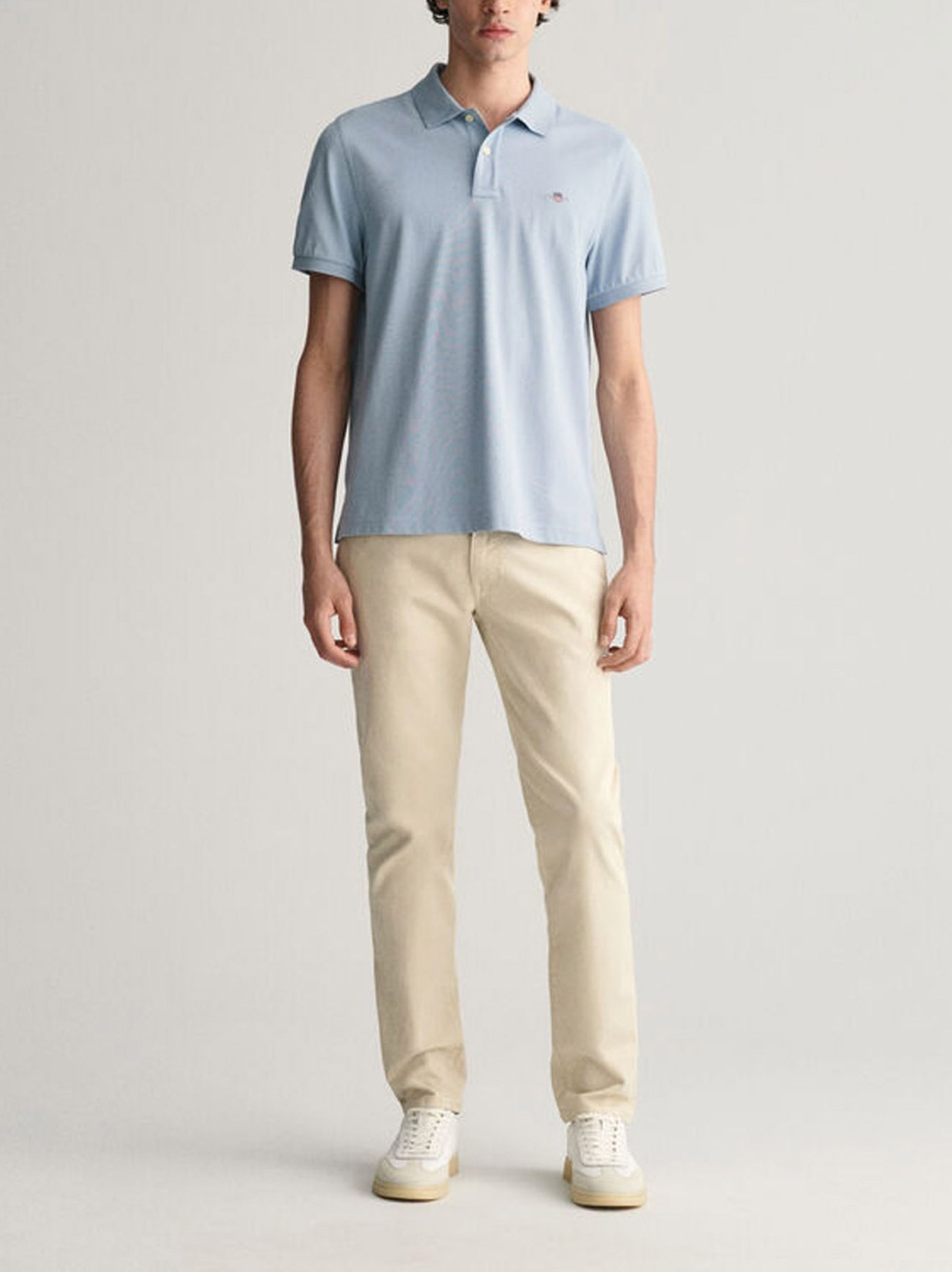 GANT Mens Dove Blue Shield Logo Pique Polo Shirt | Designerwear