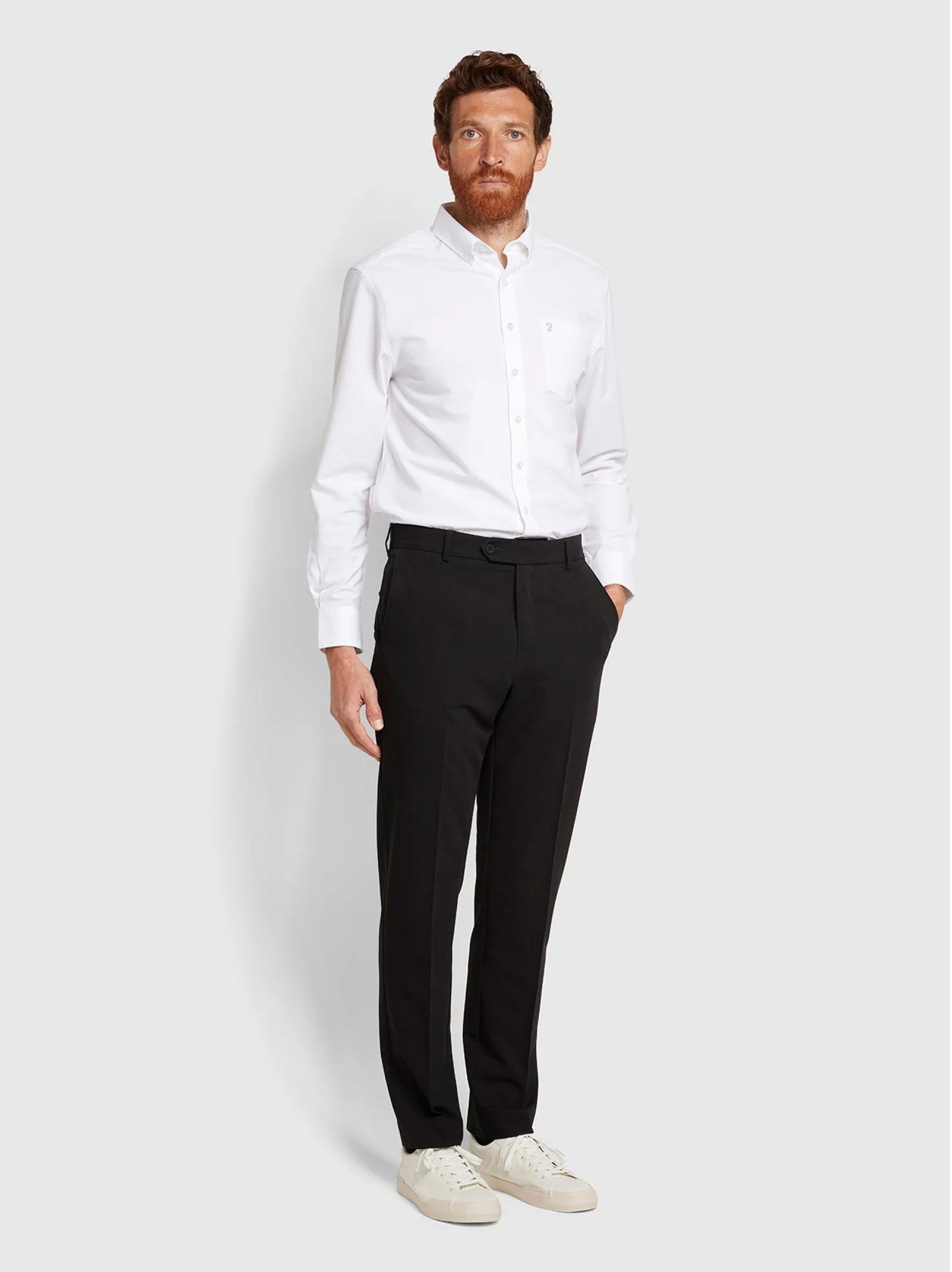 Farah Mens Black Roachman Four Way Stretch Trouser | Designerwear
