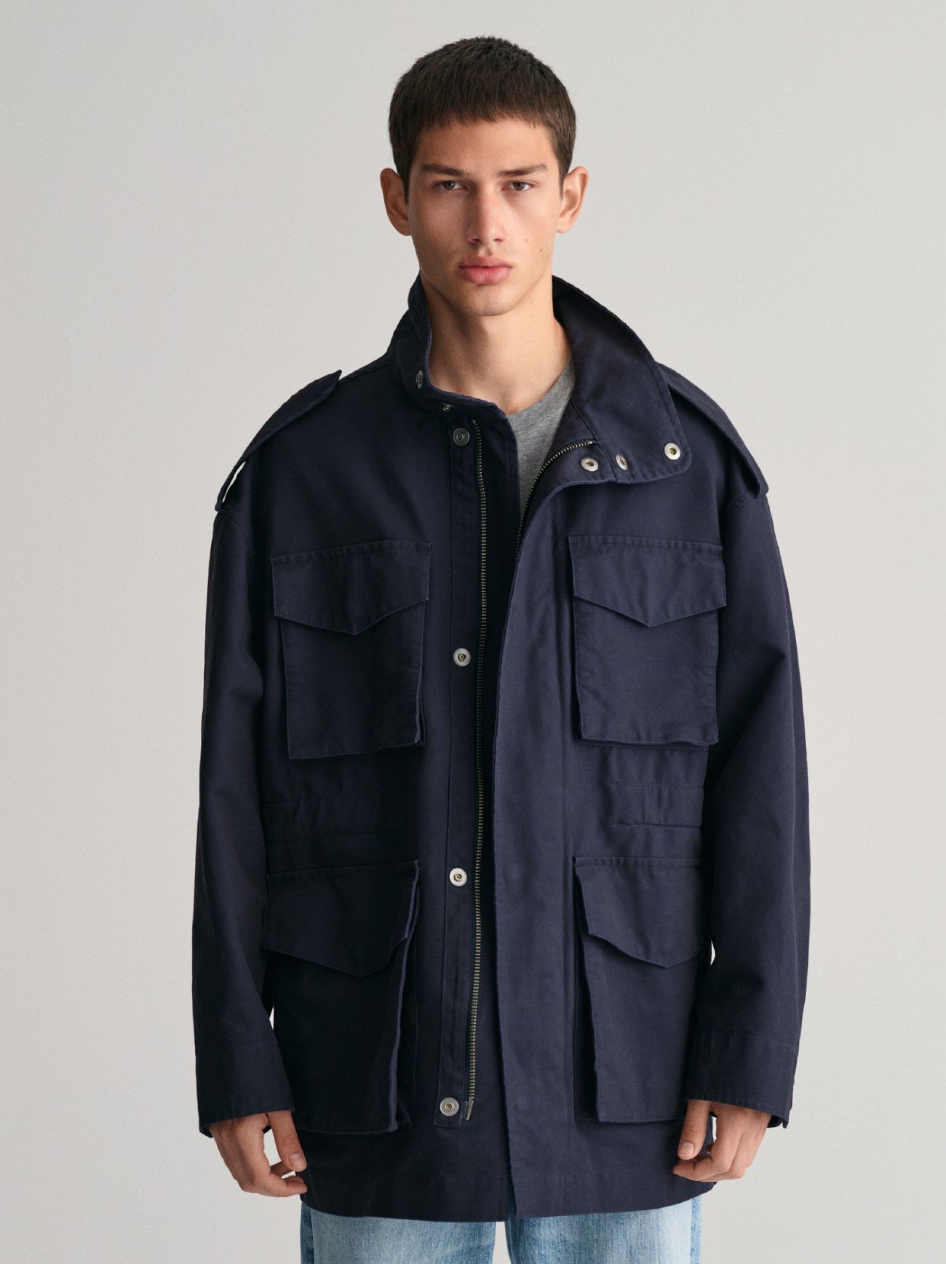 GANT Mens Evening Blue Cotton Field Jacket | Designerwear