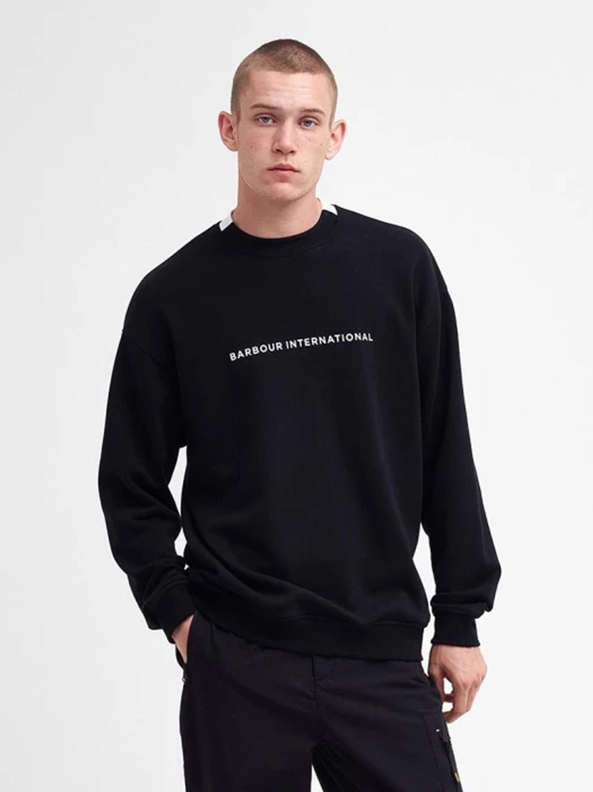 Barbour Mens Black Bates Sweatshirt | Designerwear