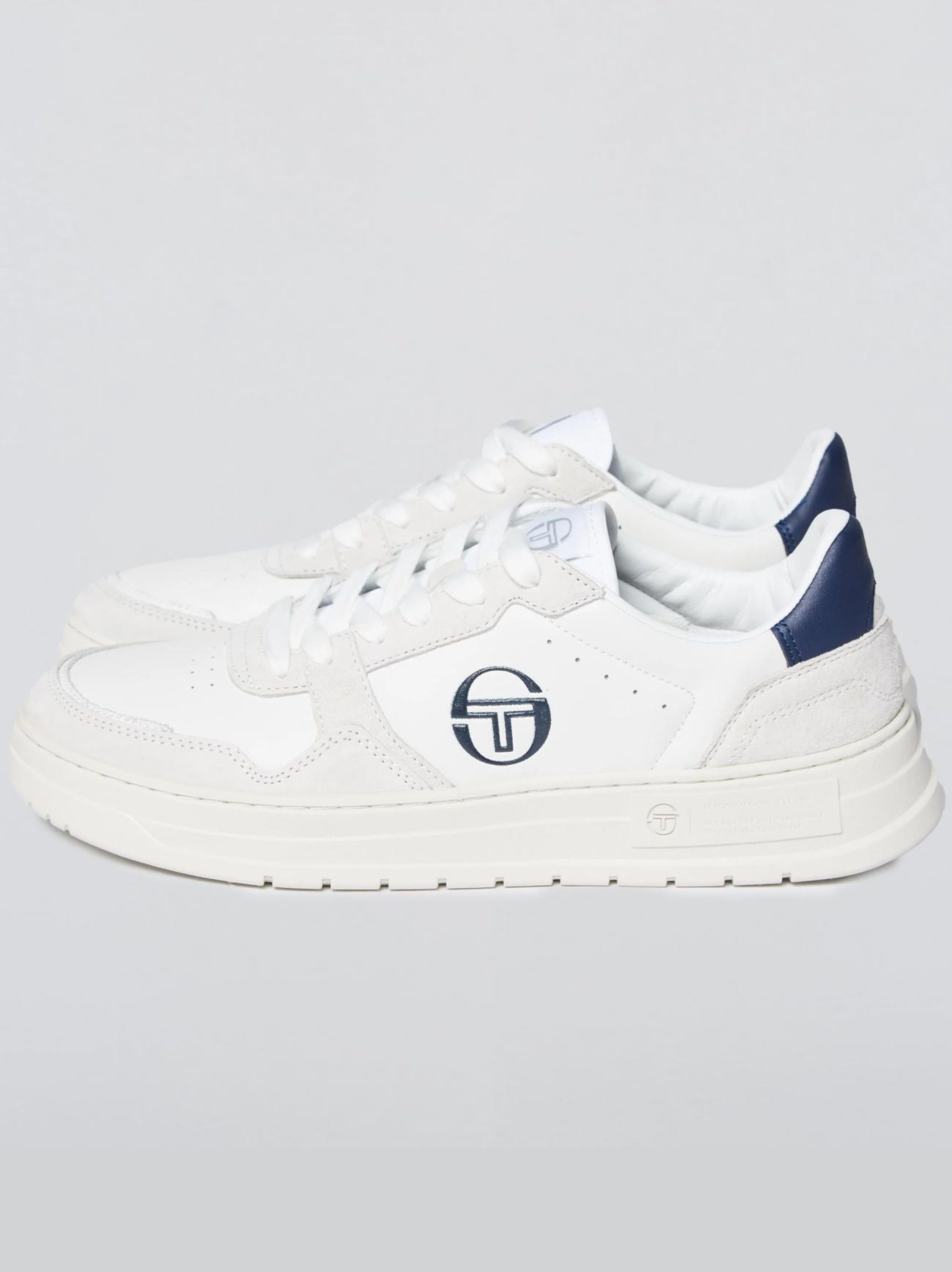 Sergio Tacchini Mens White Antique Maritime Blue Rosso Court Classic ...