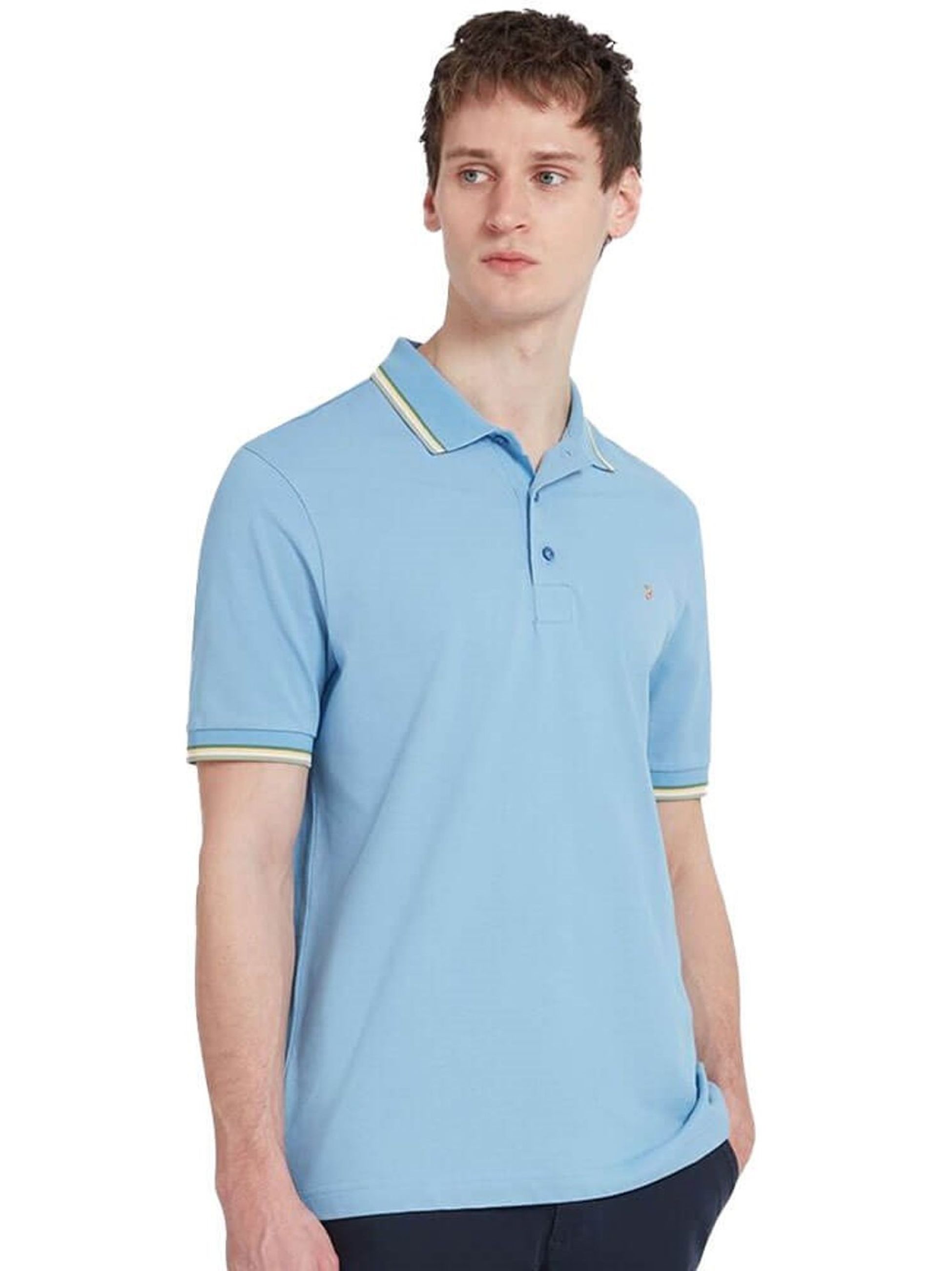 Farah Mens Powder Blue Alvin Tipped Collar Polo Shirt | Designerwear