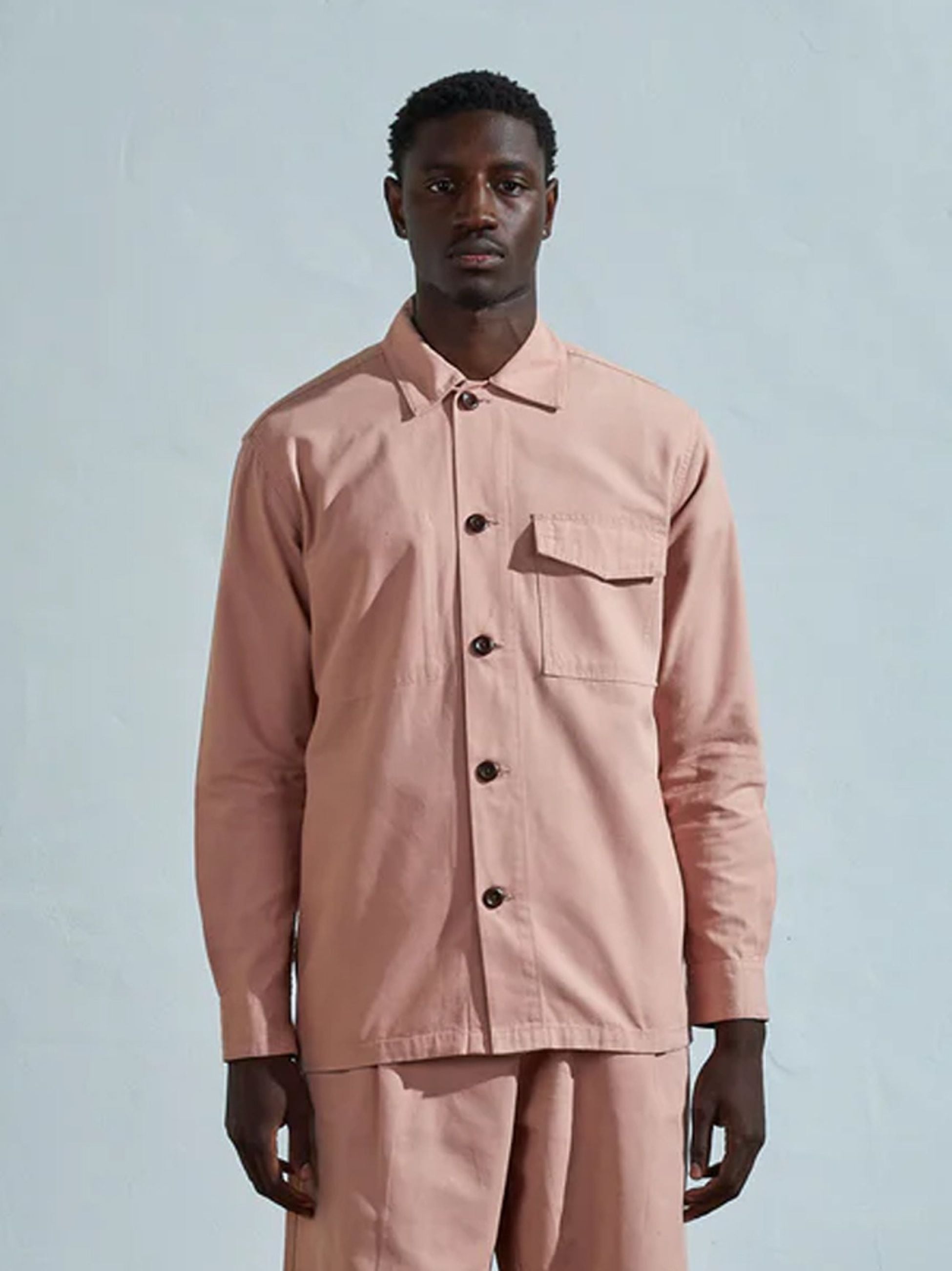 Uskees Mens Dusty Pink Workshirt Style Overshirt | Designerwear