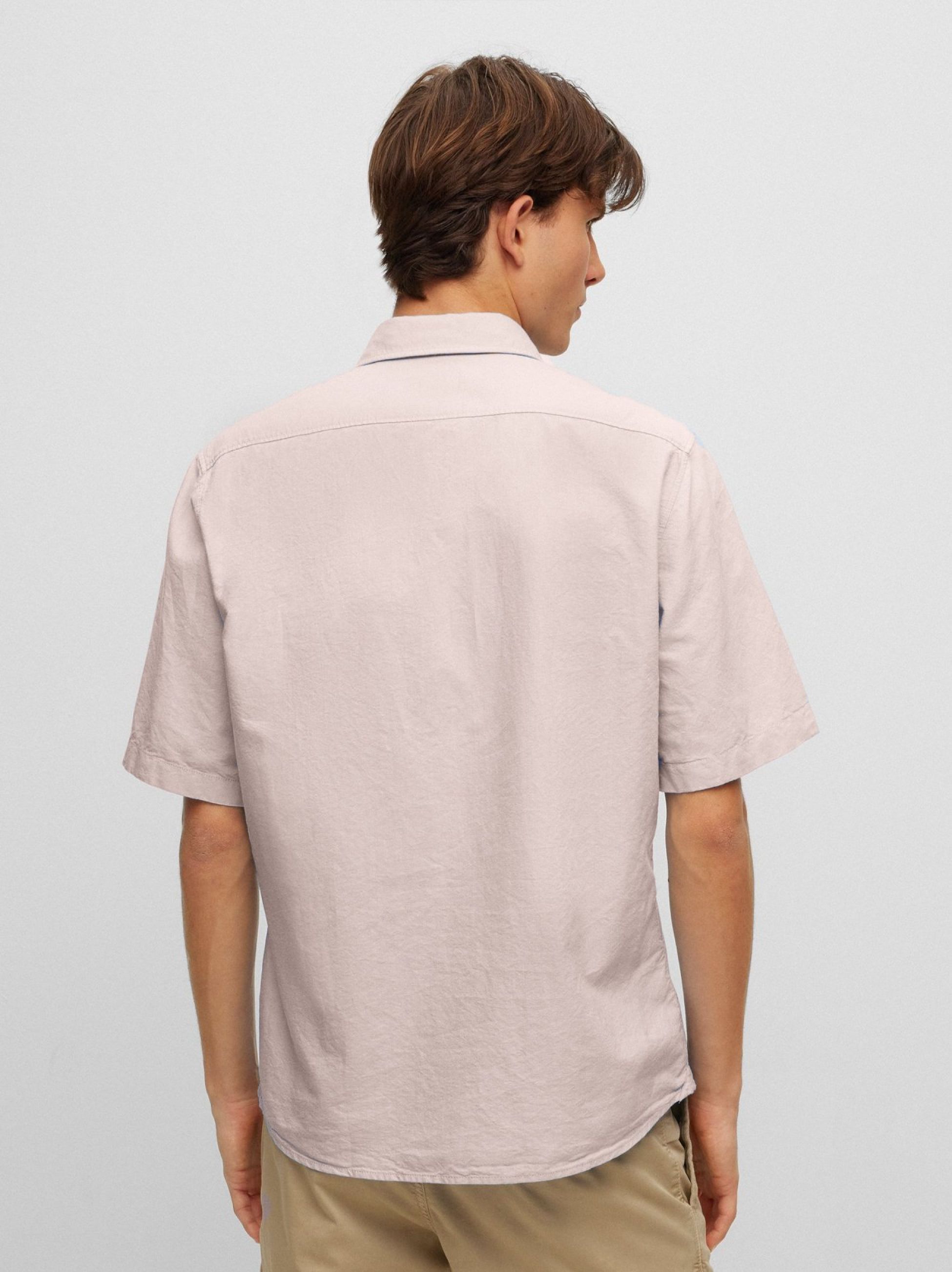 BOSS Light Pastel Pink Rash Short Sleeve Shirt | Designerwear | Hassle ...