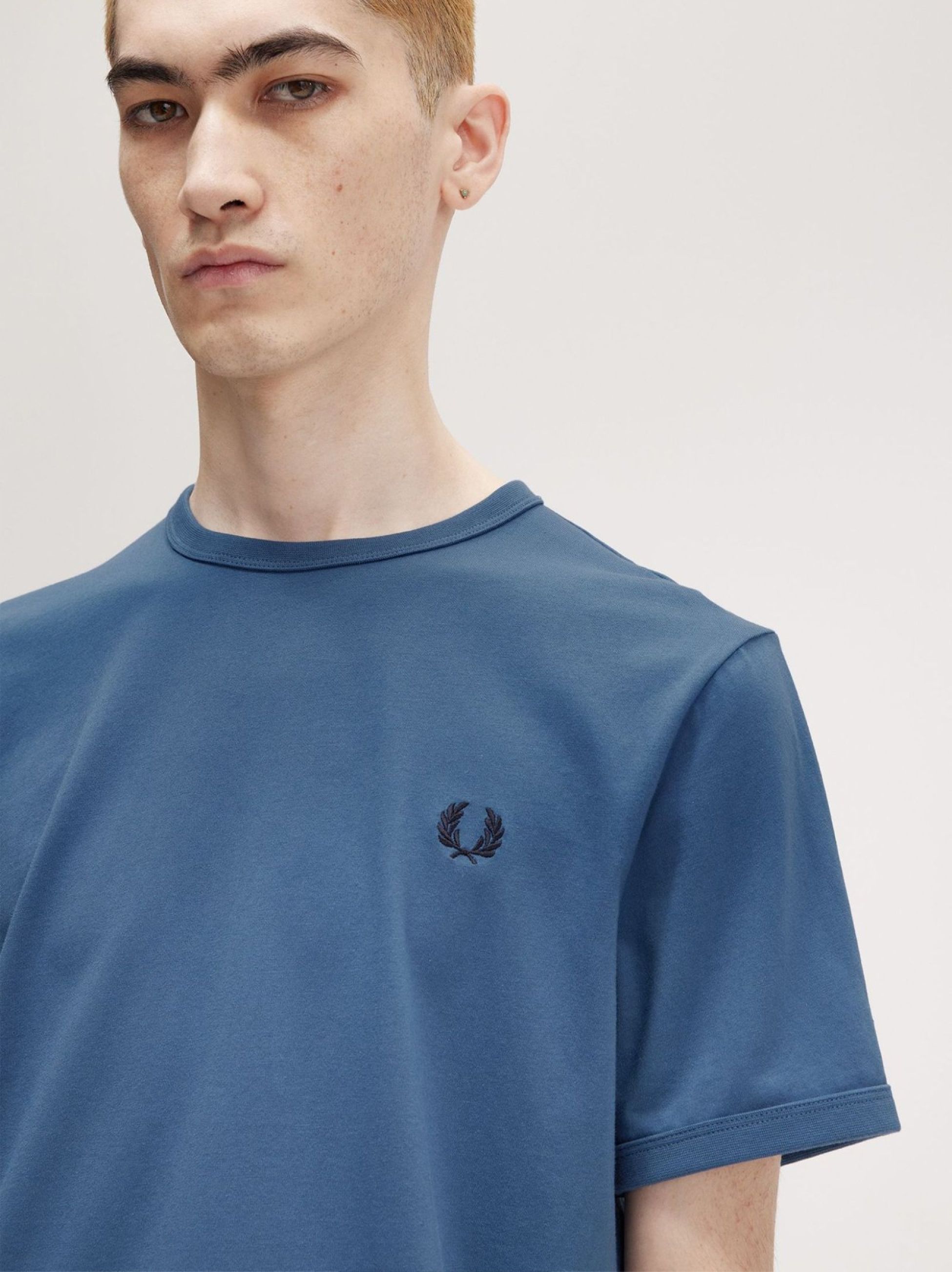 Fred Perry Mens Midnight Blue Ringer T-Shirt | Designerwear