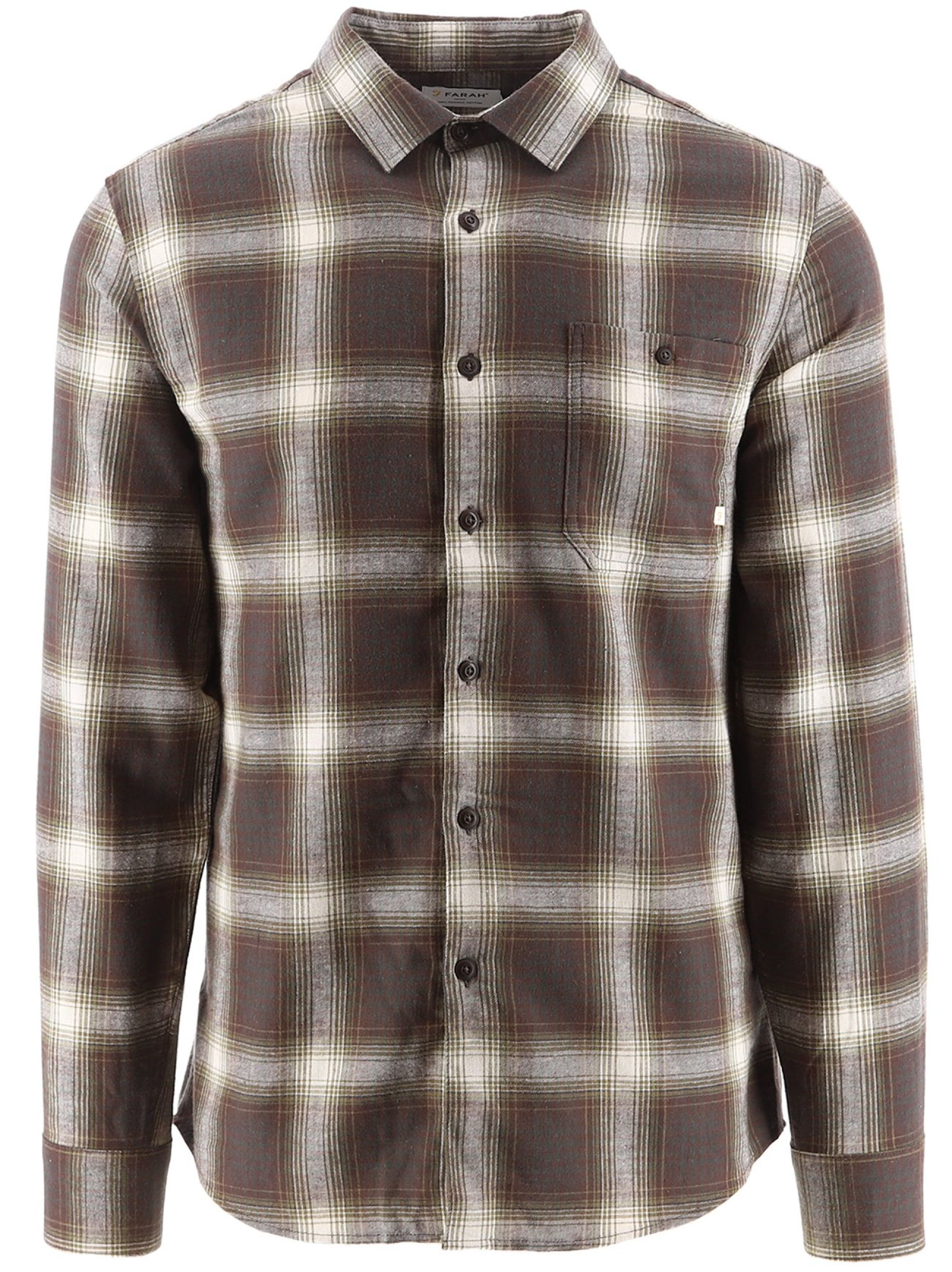 Farah Washed Black Gregory Long Sleeve Check Polo Shirt | Designerwear ...