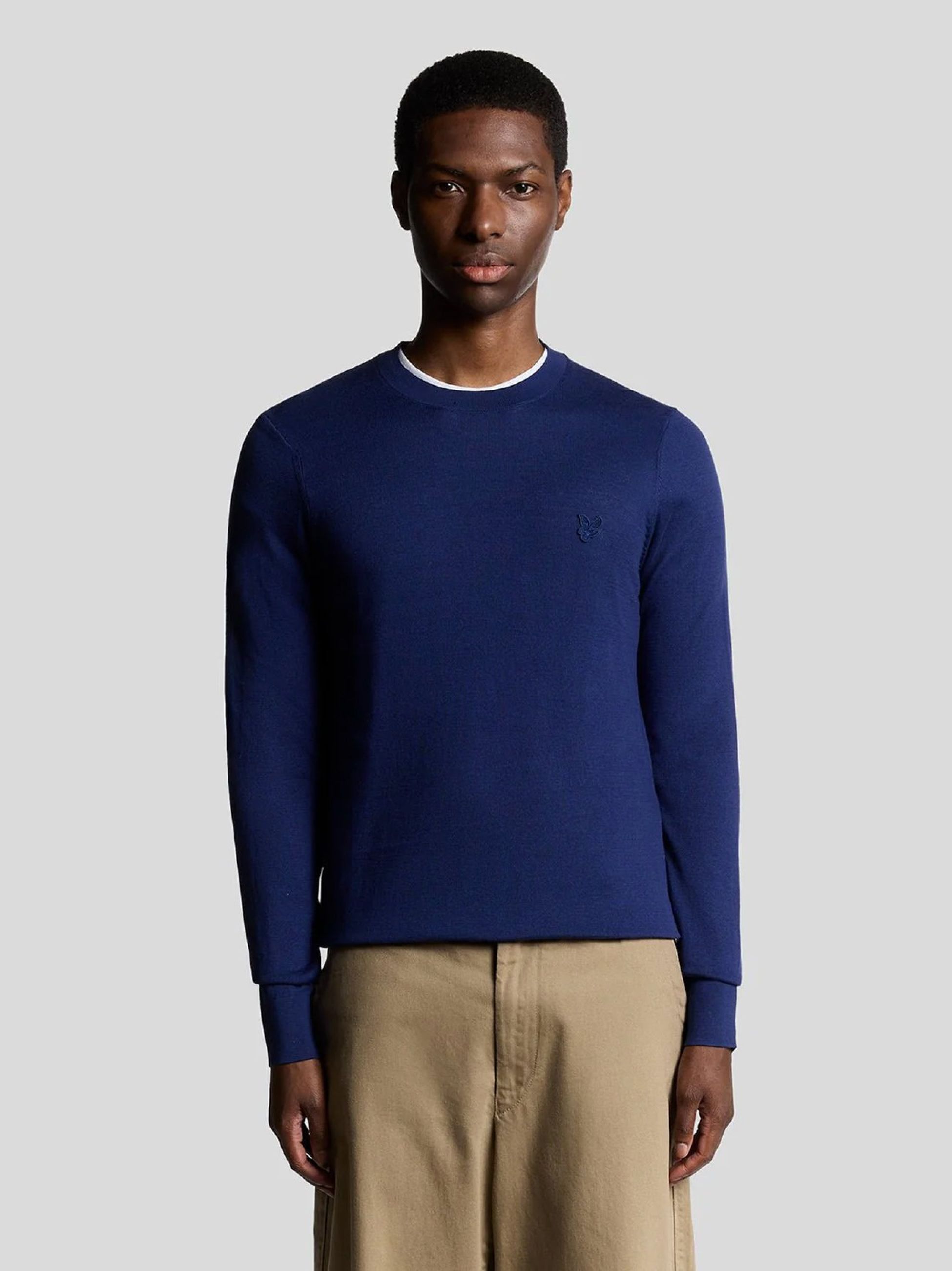 Lyle and Scott Mens Blueprint Tonal Superfine Crew Neck Jumper ...
