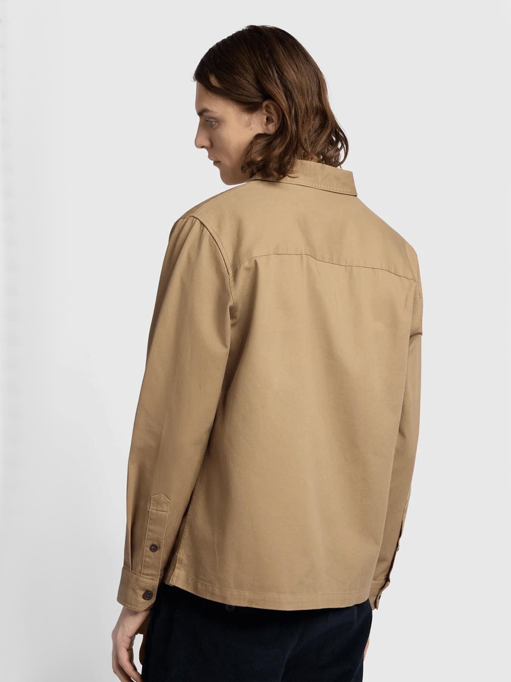 Farah Mens Beige Peters Twill Overshirt | Designerwear